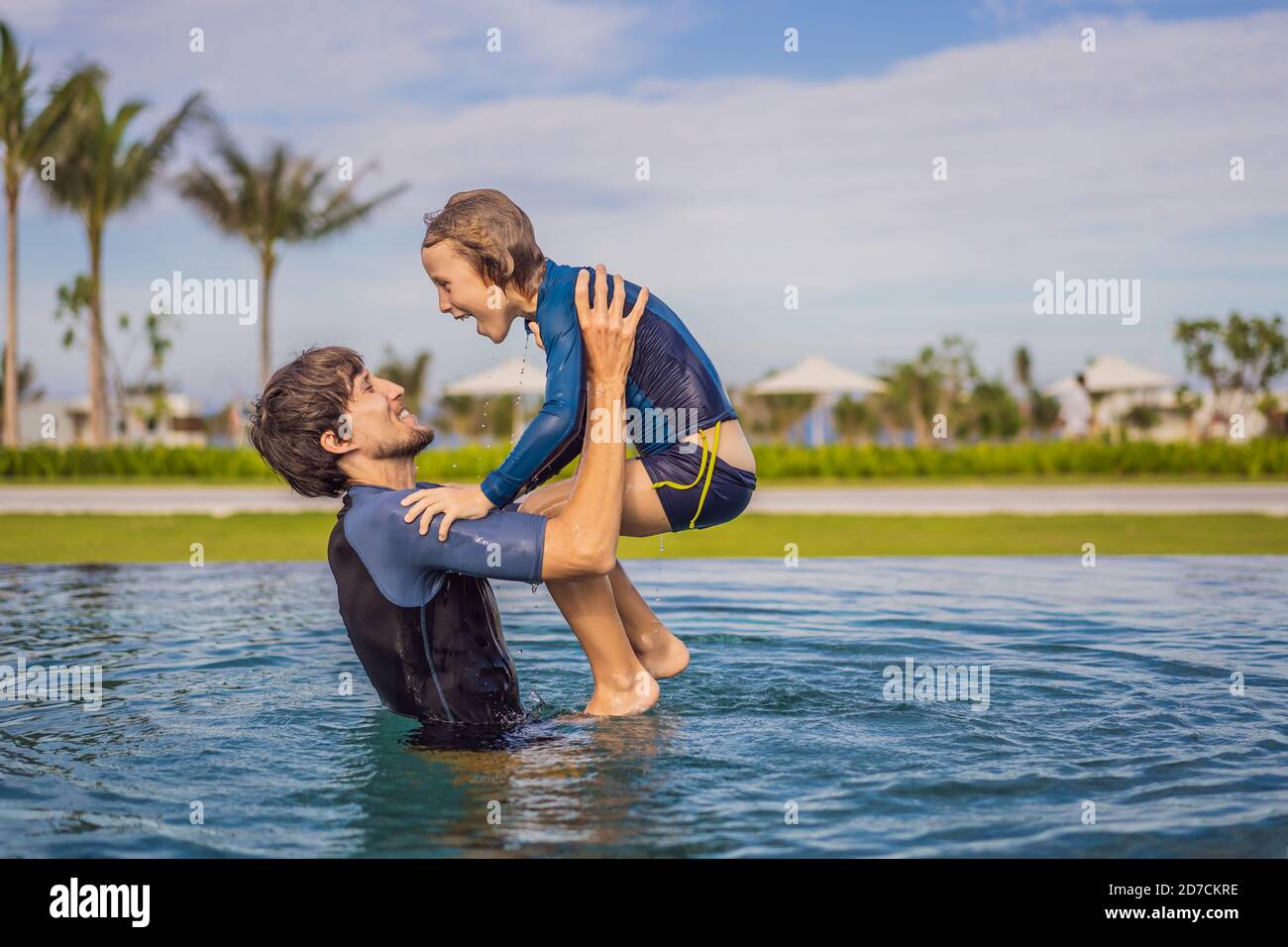 Father Son Swimming Pool High Resolution Stock Photography and Images ...