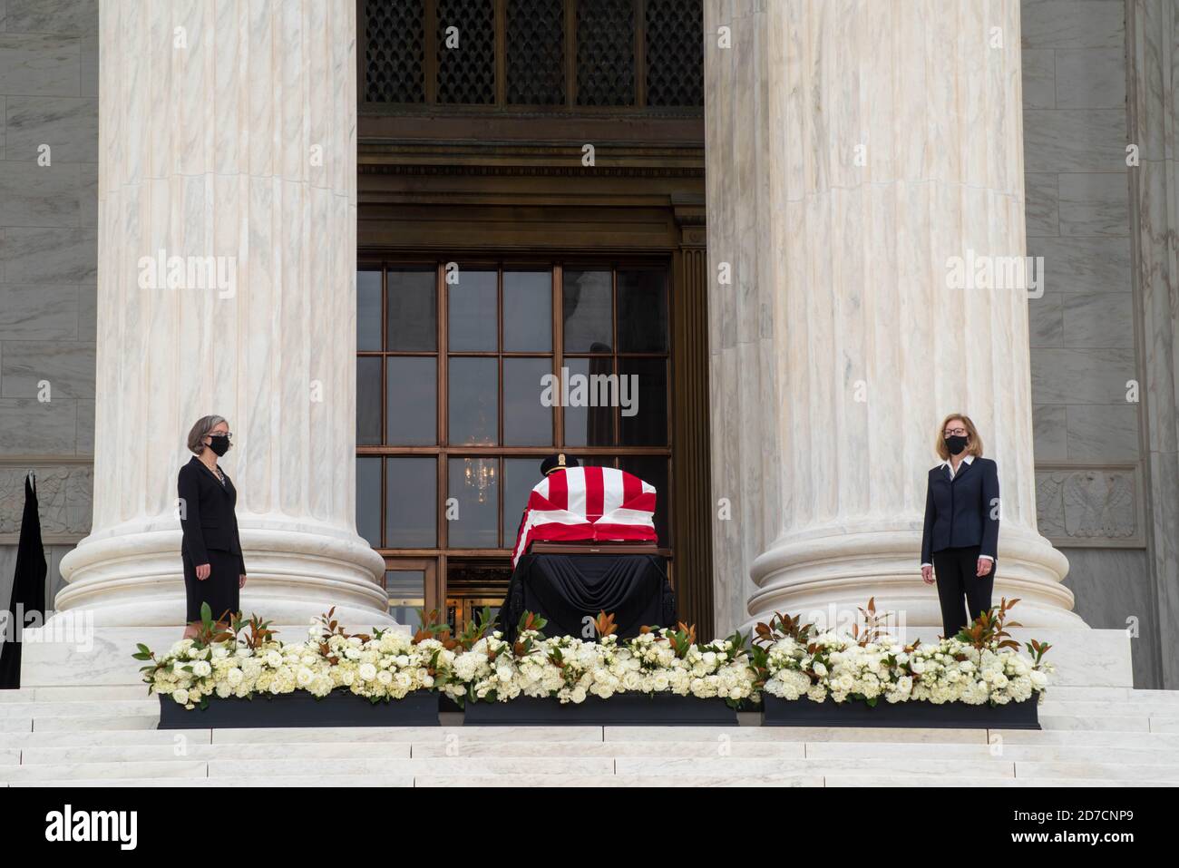Justice Ruth Bader Ginsburg's casket Supreme Court Building Stock Photo ...