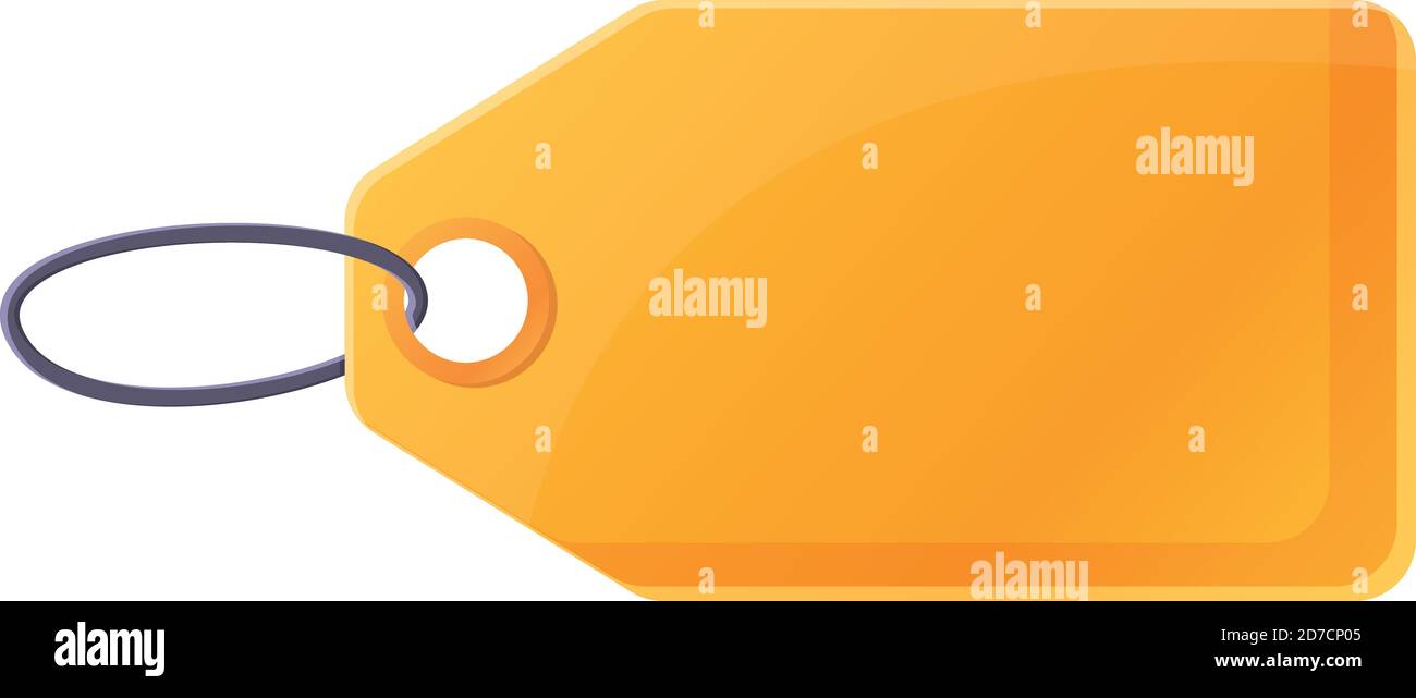 Plastic orange cloth tag icon. Cartoon of plastic orange cloth tag ...
