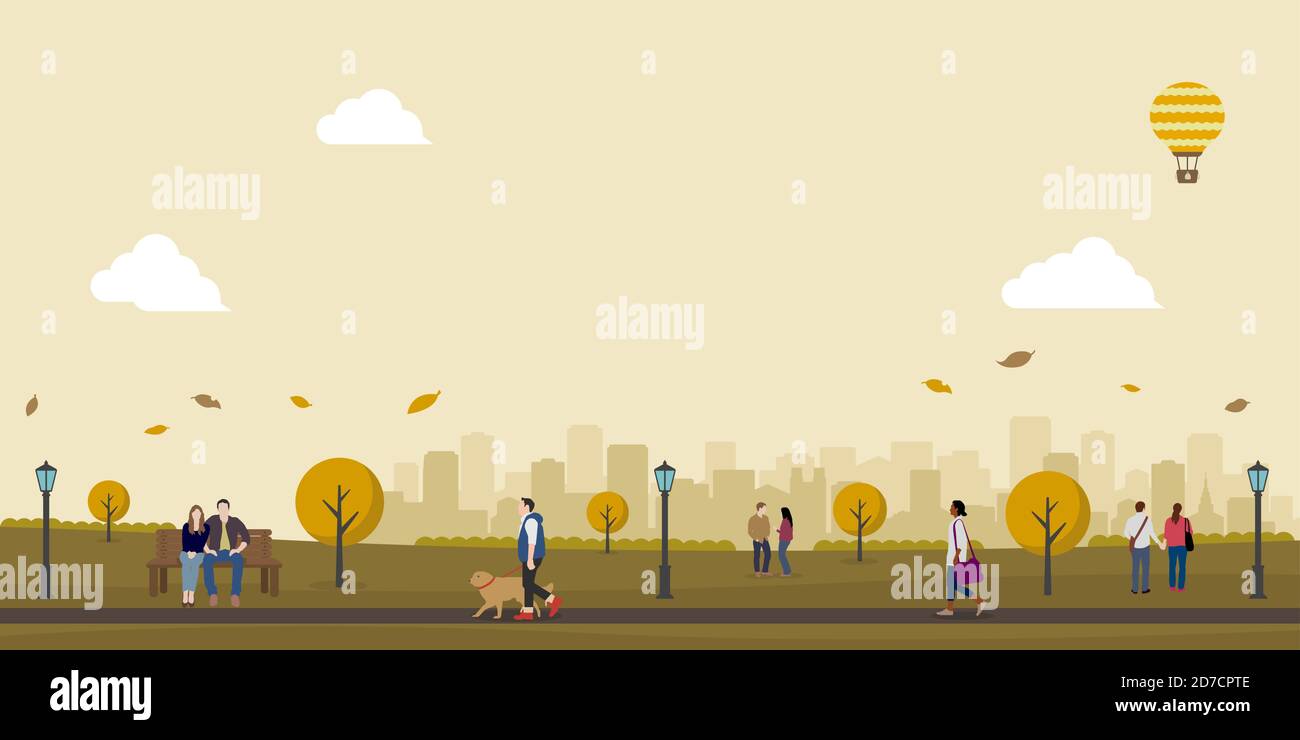 Public park landscape vector illustration ( autumn Stock Vector Image ...