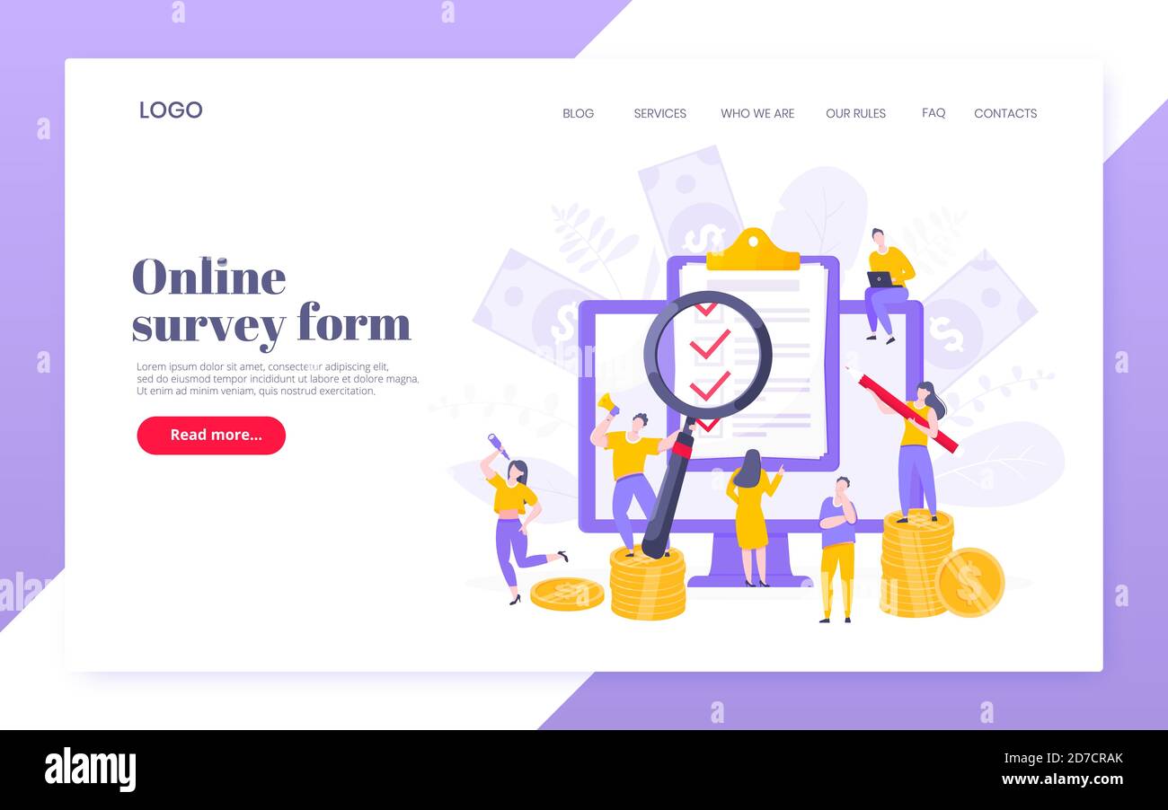 Online survey form or exam application on the monitor screen Stock ...