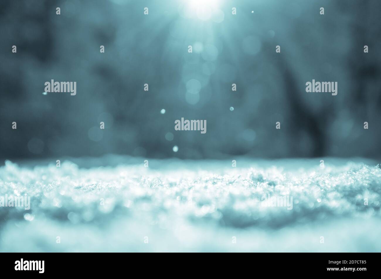 Sunny winter christmas background with snowdrift on a foreground and ...