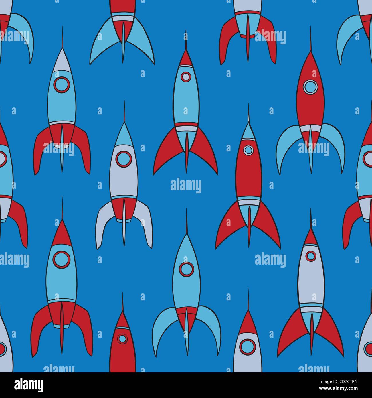 Rockets doodle seamless pattern. Hand drawn background. Vector ...