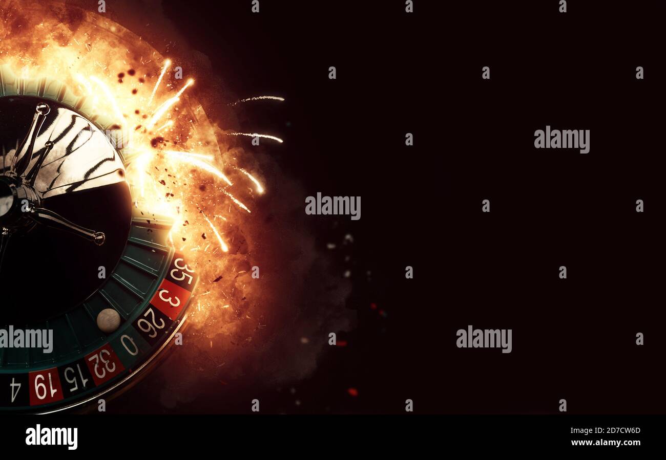 Flaming casino roulette wheel concept Stock Photo - Alamy