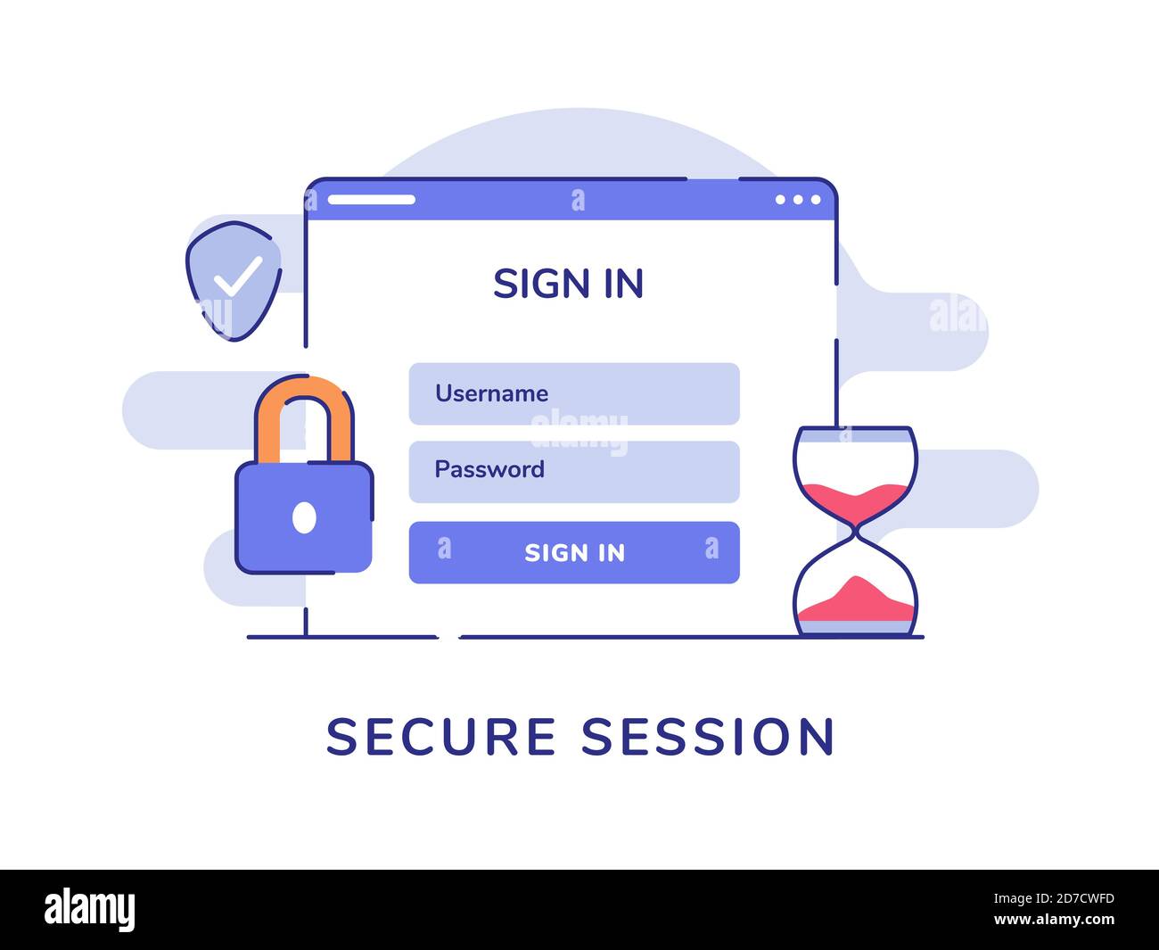 Secure session concept sign in user name password computer padlock ...