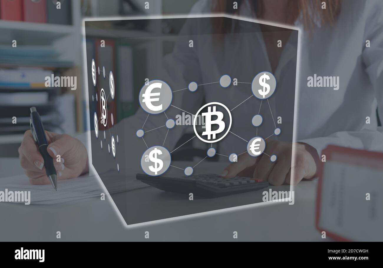Bitcoin concept illustrated by a picture on background Stock Photo - Alamy