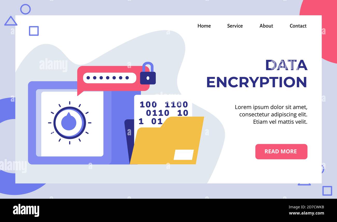 Data encryption vault bank password campaign for web website home homepage landing page template ...