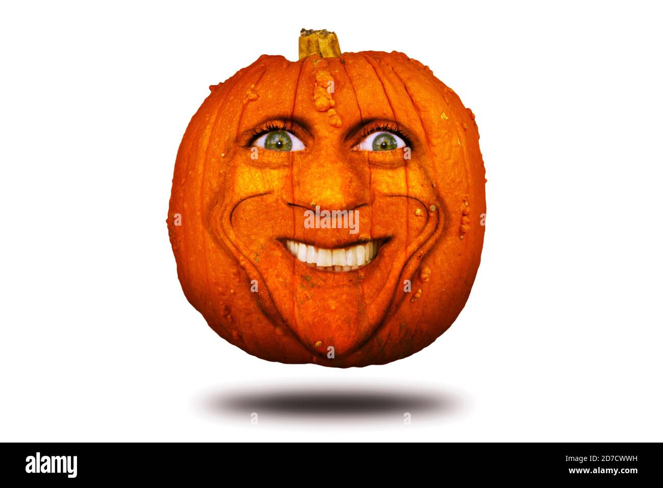Halloween pumpkin with smiling face isolated on white background Stock ...