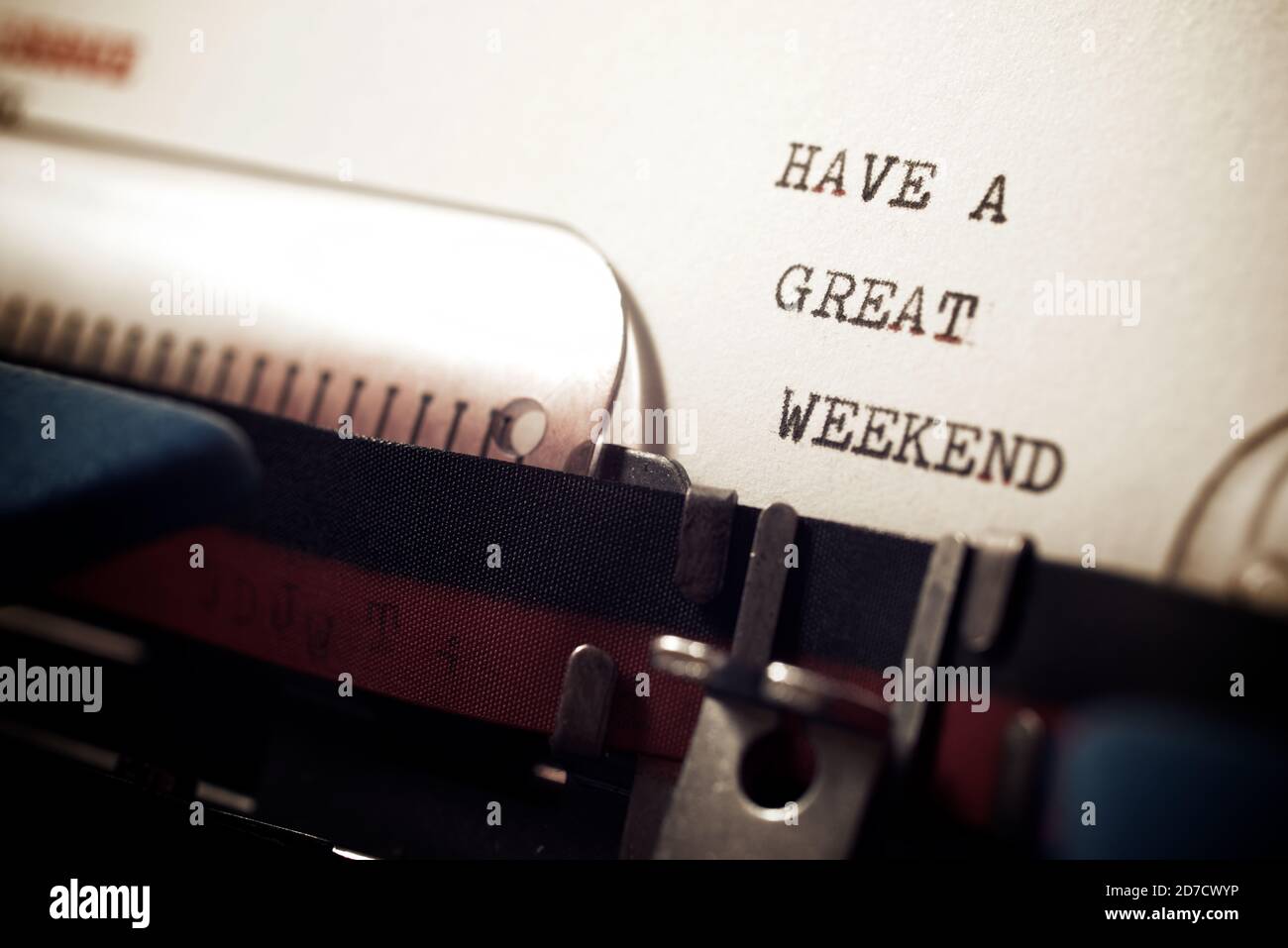 Have a great weekend phrase written with a typewriter Stock Photo - Alamy