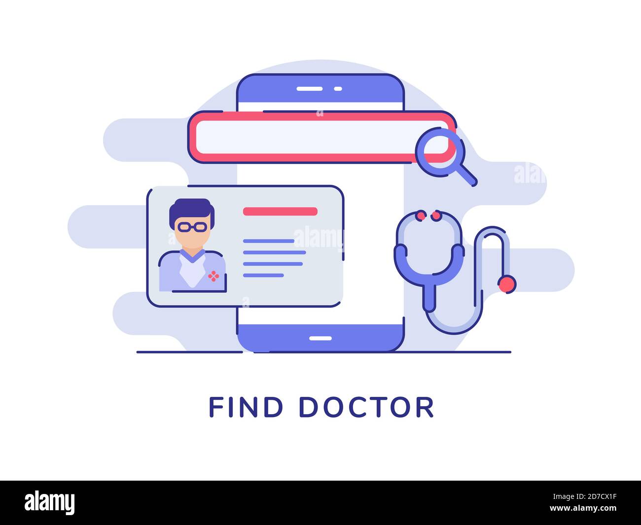 Find doctor concept magnifier doctor profile on smartphone white ...