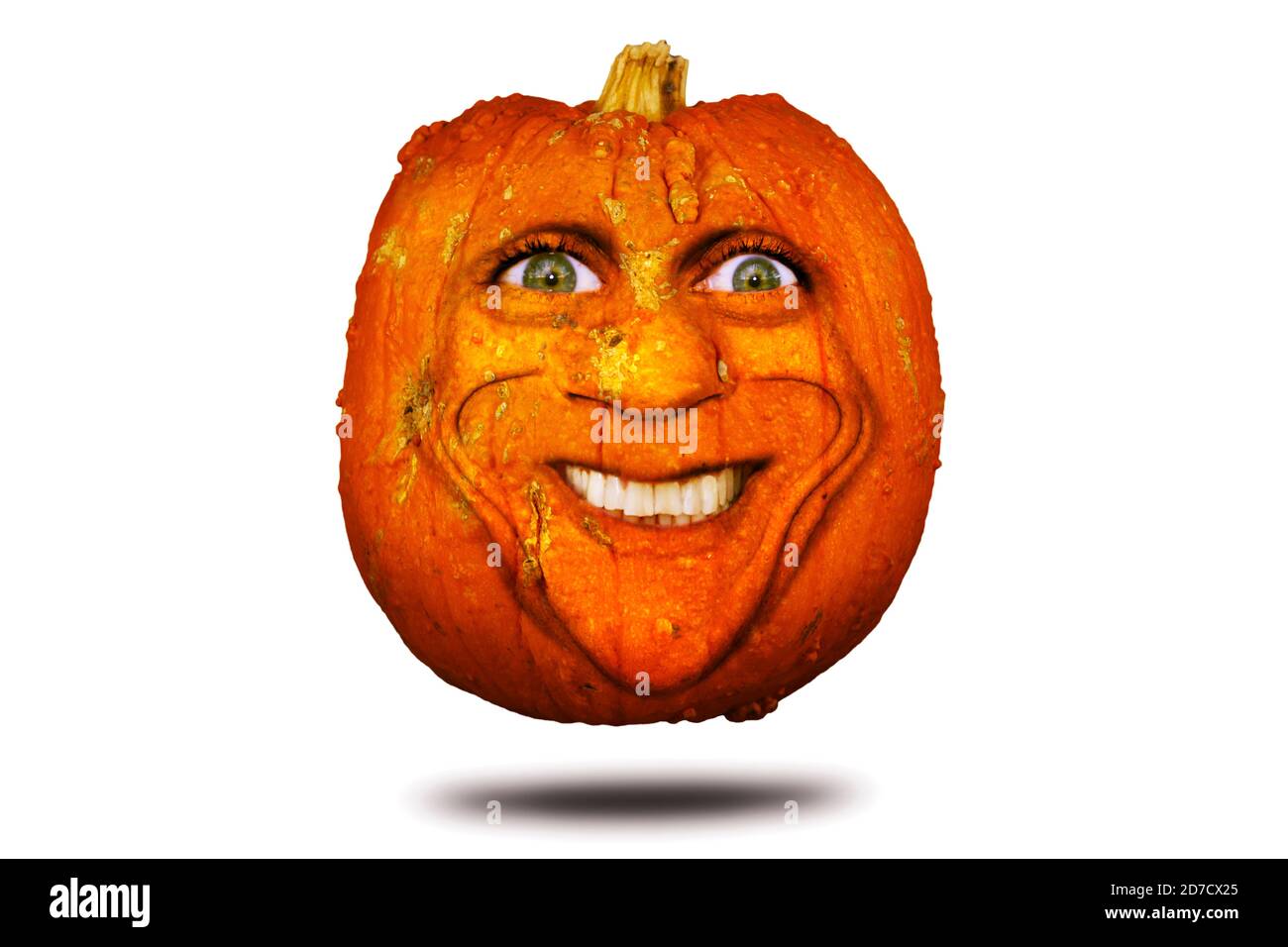 Halloween pumpkin with smiling face isolated on white background Stock ...