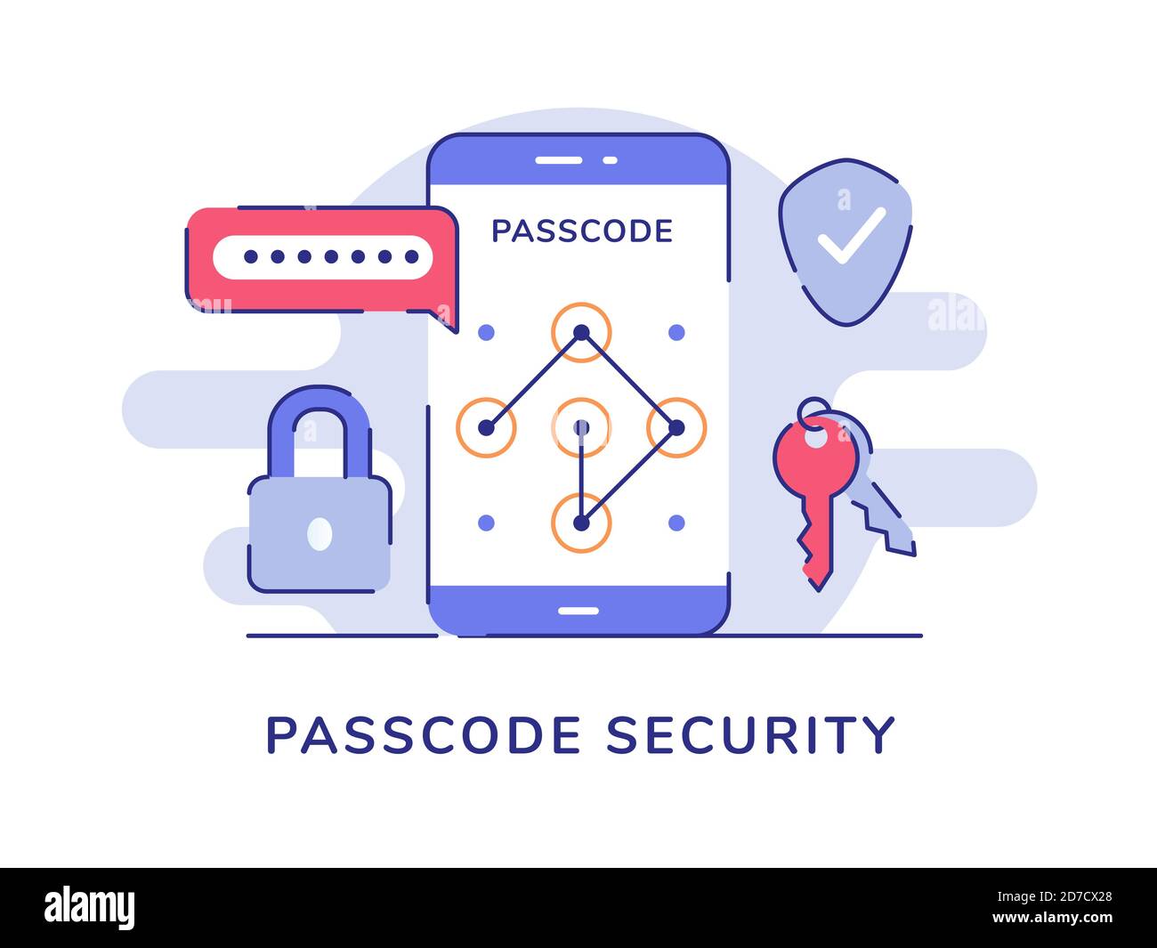 Passcode security password padlock key shield isolated background with ...