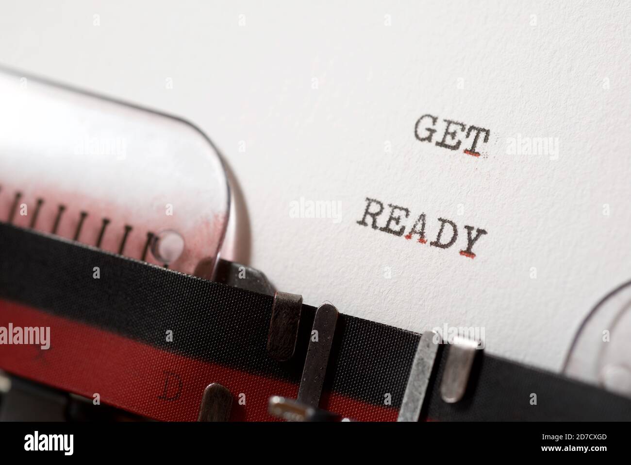 Get ready phrase written with a typewriter Stock Photo - Alamy