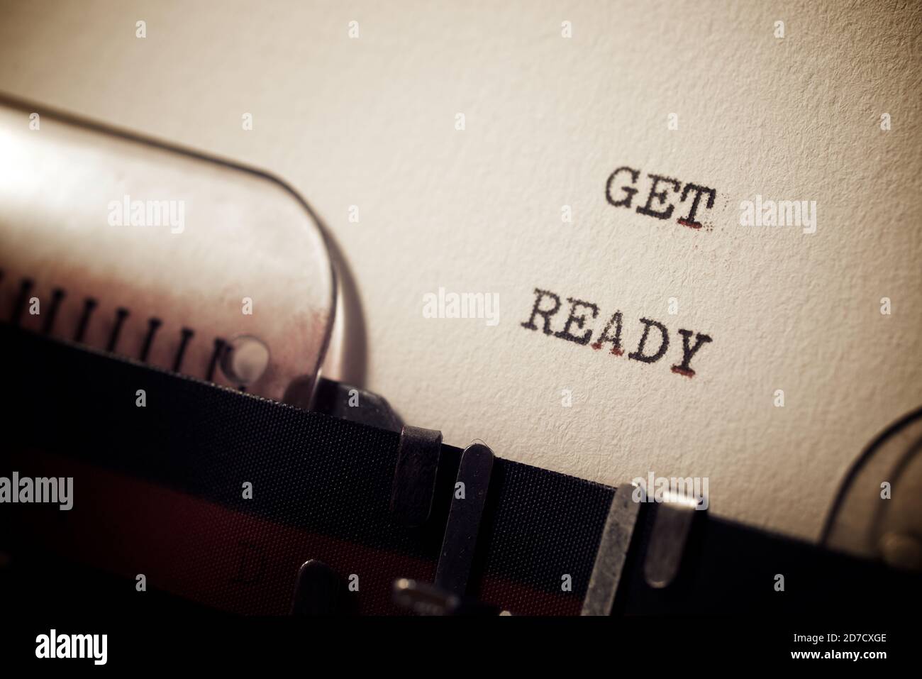 Get ready phrase written with a typewriter Stock Photo - Alamy