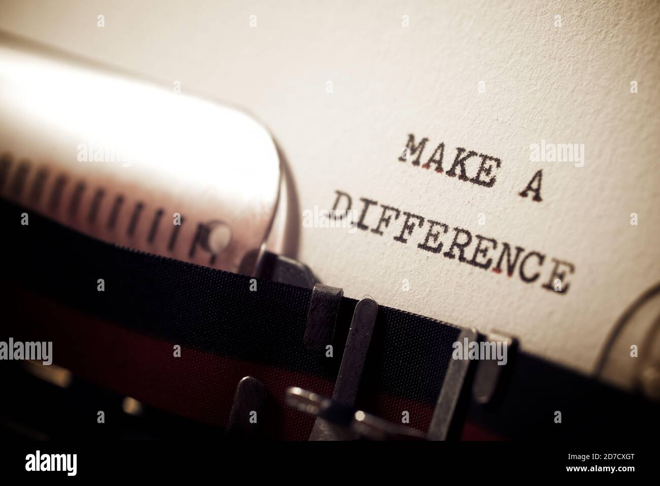 Make a difference phrase written with a typewriter Stock Photo - Alamy