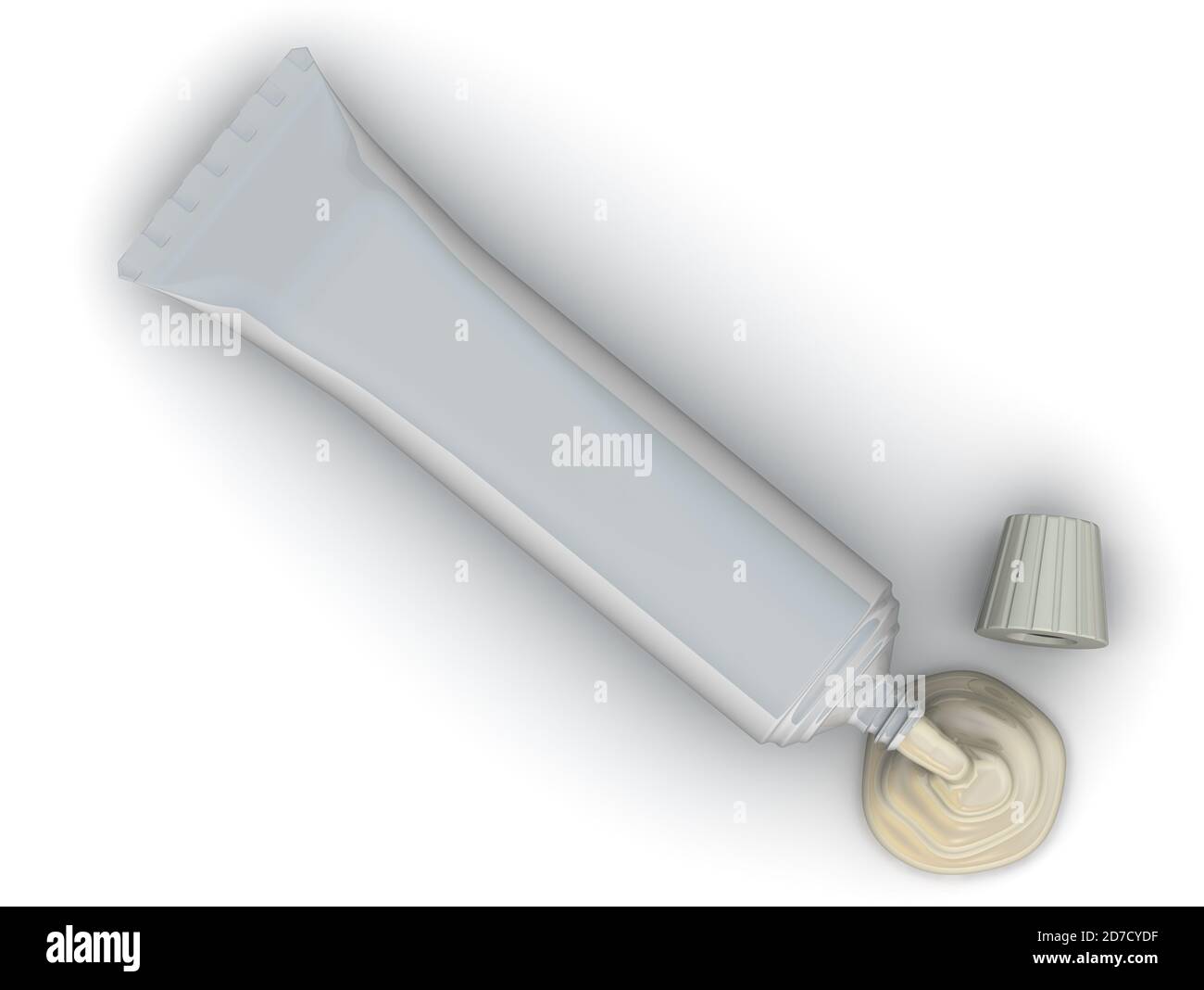 Open tube with cream on white surface. Isolated. 3D Illustration Stock ...