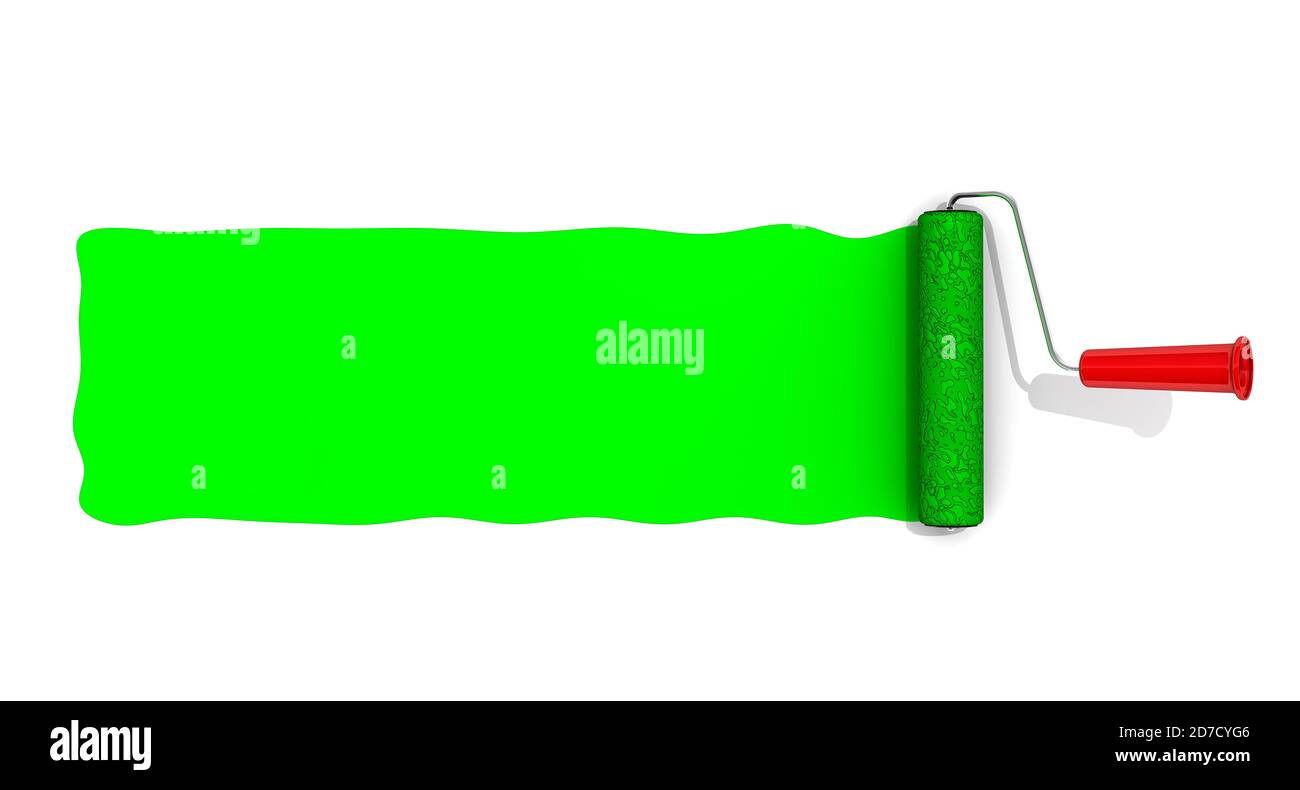 Paint roller paints by green color. Paint roller paints by green color ...