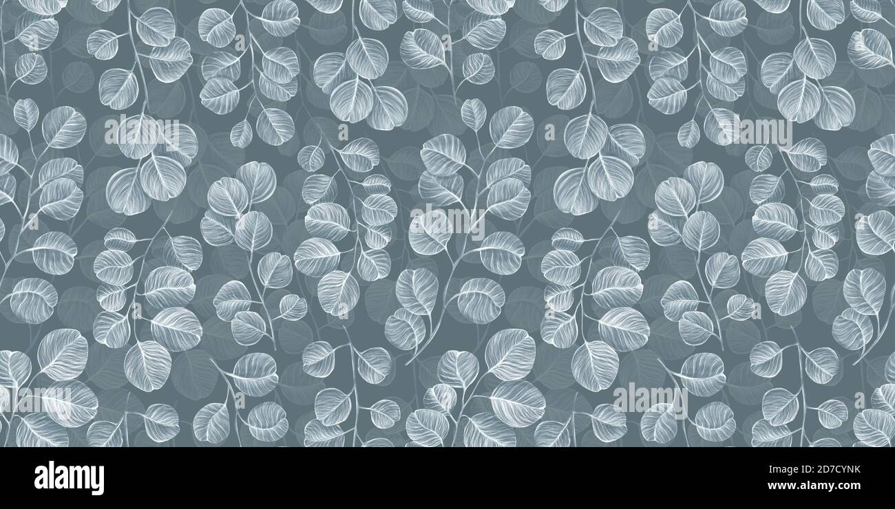 Botanical seamless pattern with vintage graphic silver dollar ...