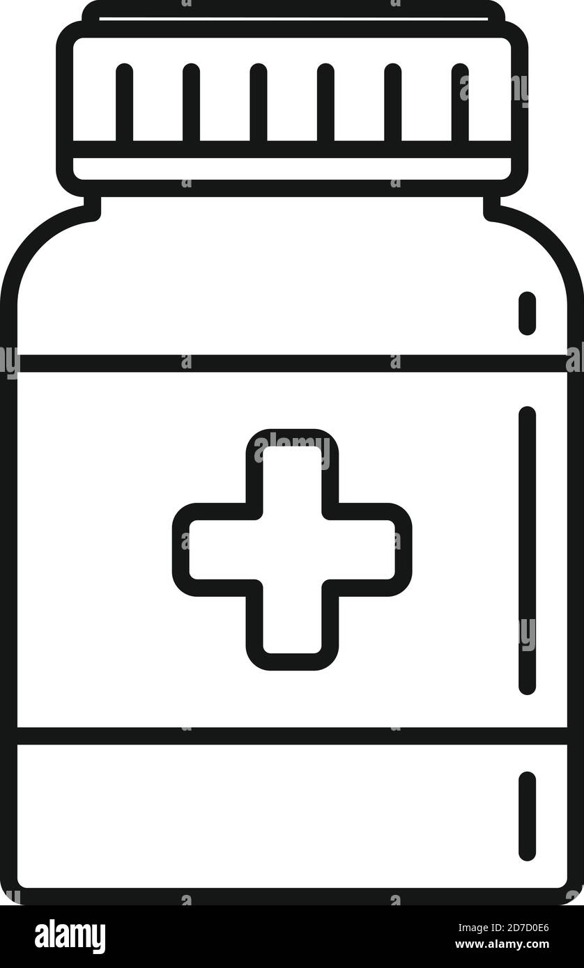 Dose capsule jar icon. Outline dose capsule jar vector icon for web ...