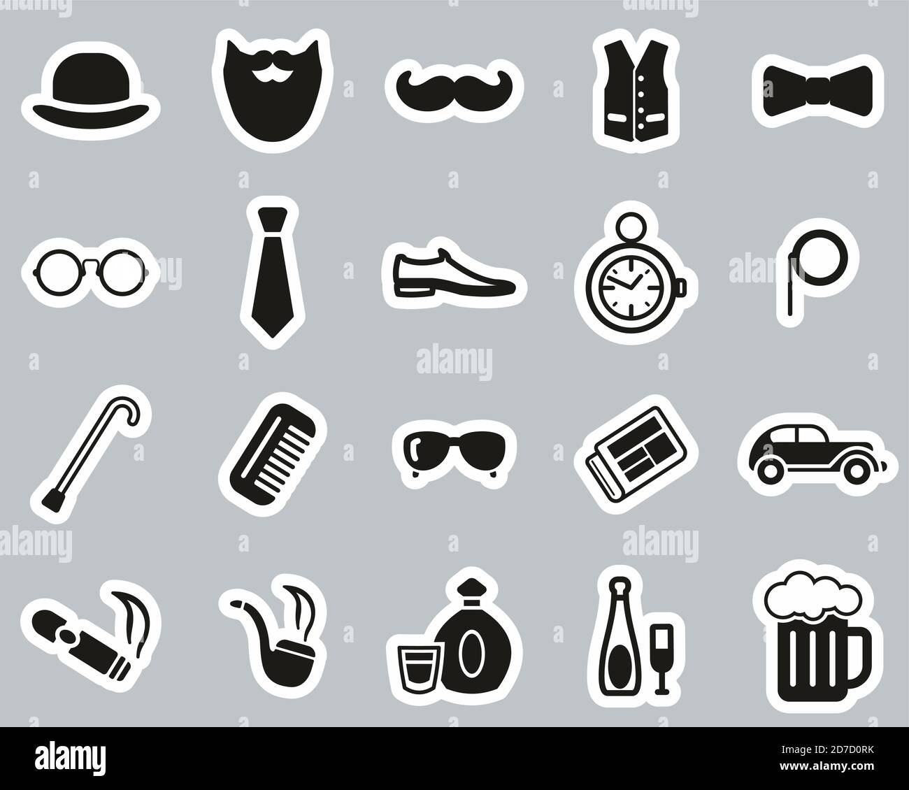 Gentleman Culture & Fashion Icons Black & White Sticker Set Big Stock ...