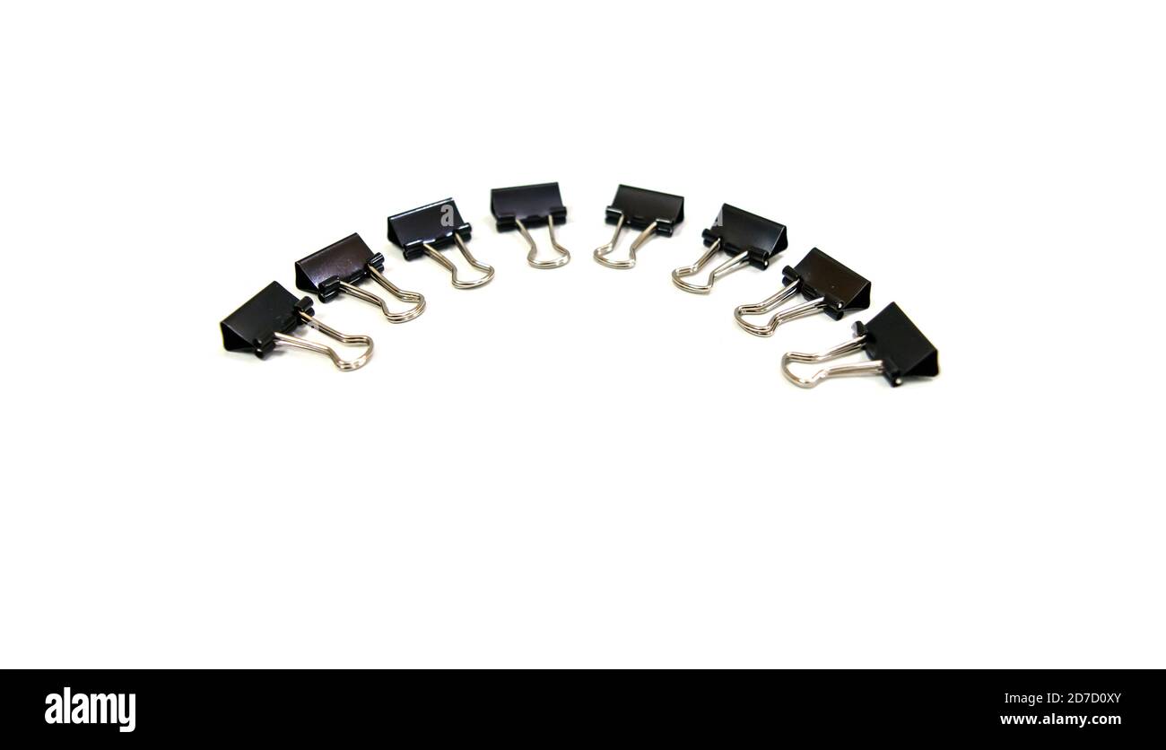 Black Paper clips, isolated on white background Stock Photo - Alamy