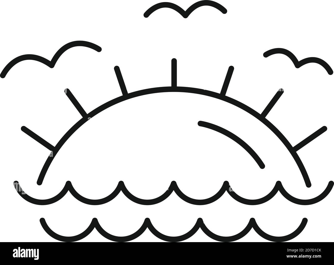 Beach sunset icon. Outline beach sunset vector icon for web design ...