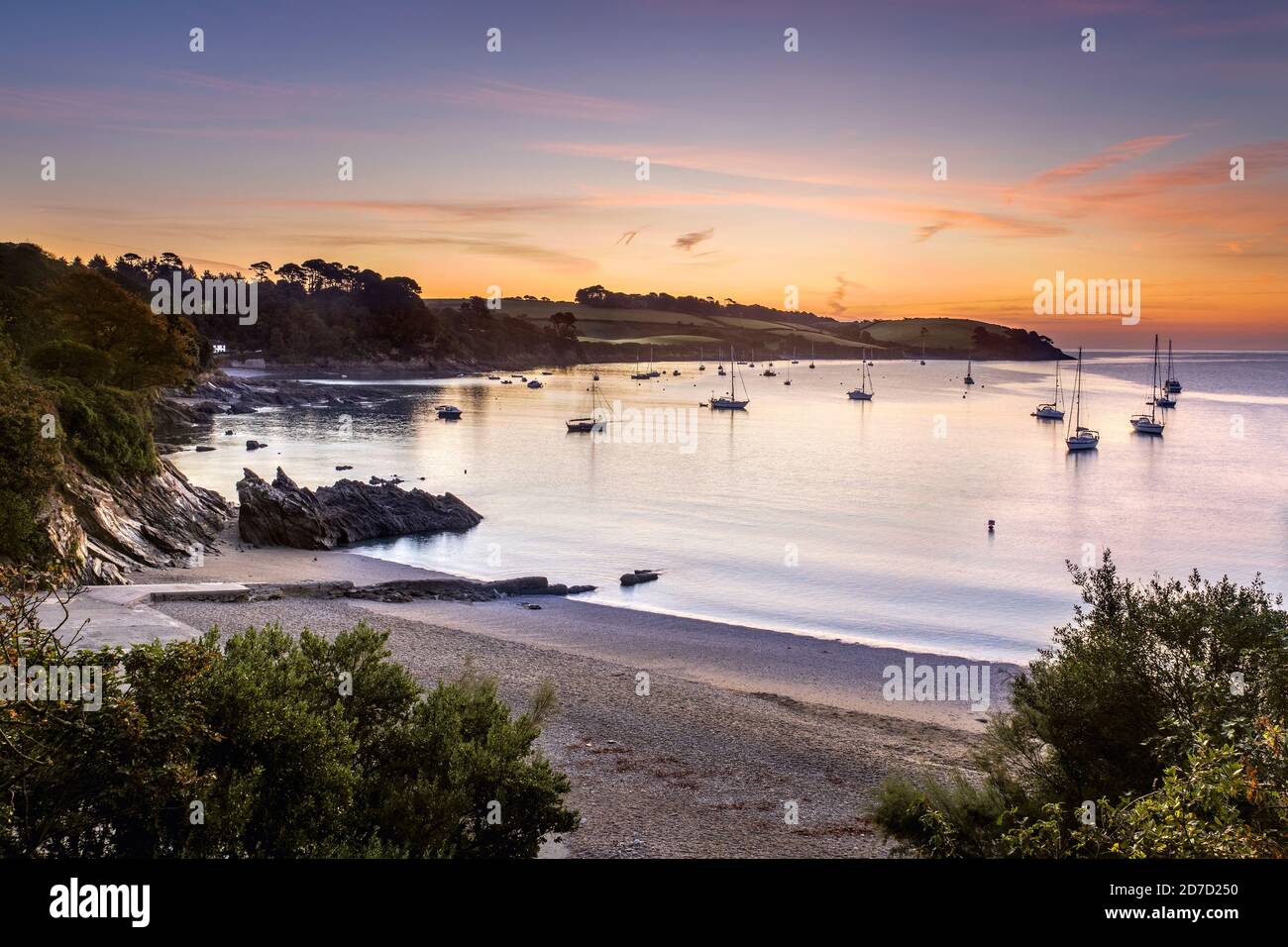 Trebah Beach; Helford Estuary; Cornwall; UK Stock Photo - Alamy