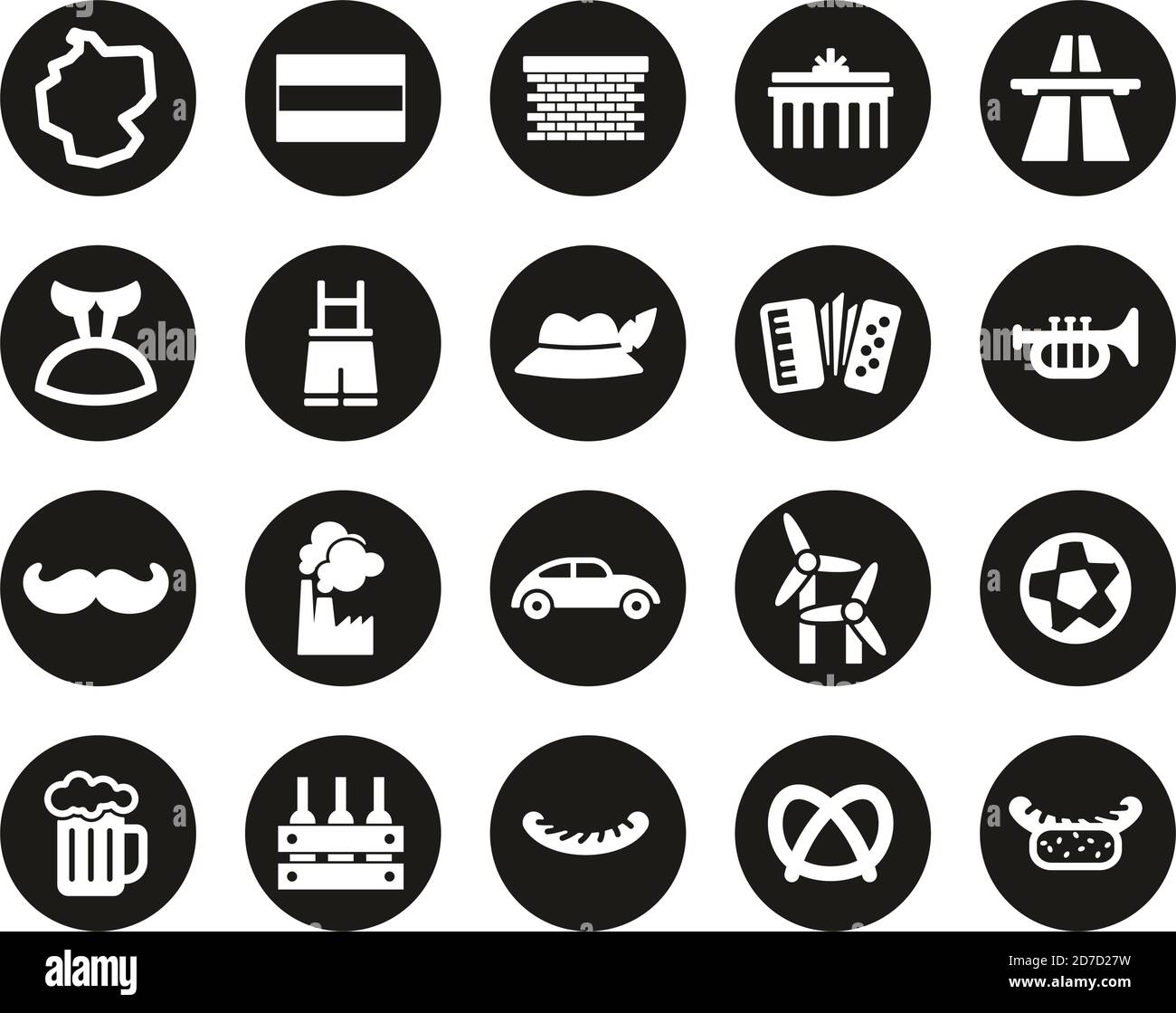 Germany Country & Culture Icons White On Black Flat Design Circle Set Big Stock Vector Image ...
