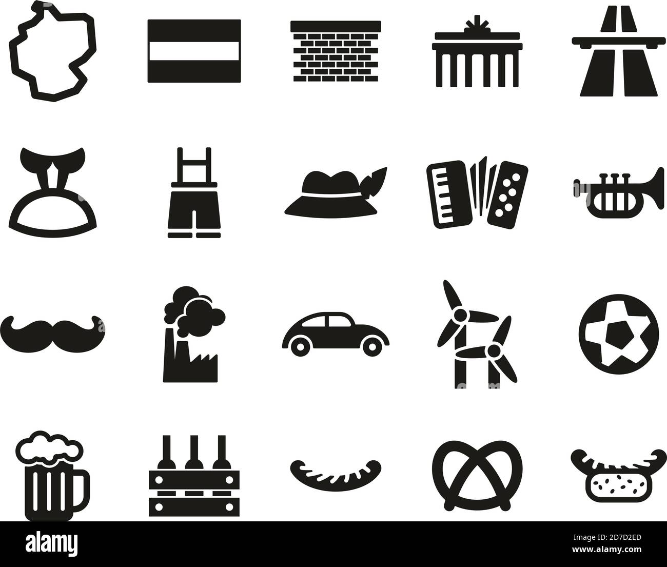 Germany Country & Culture Icons Black & White Set Big Stock Vector ...