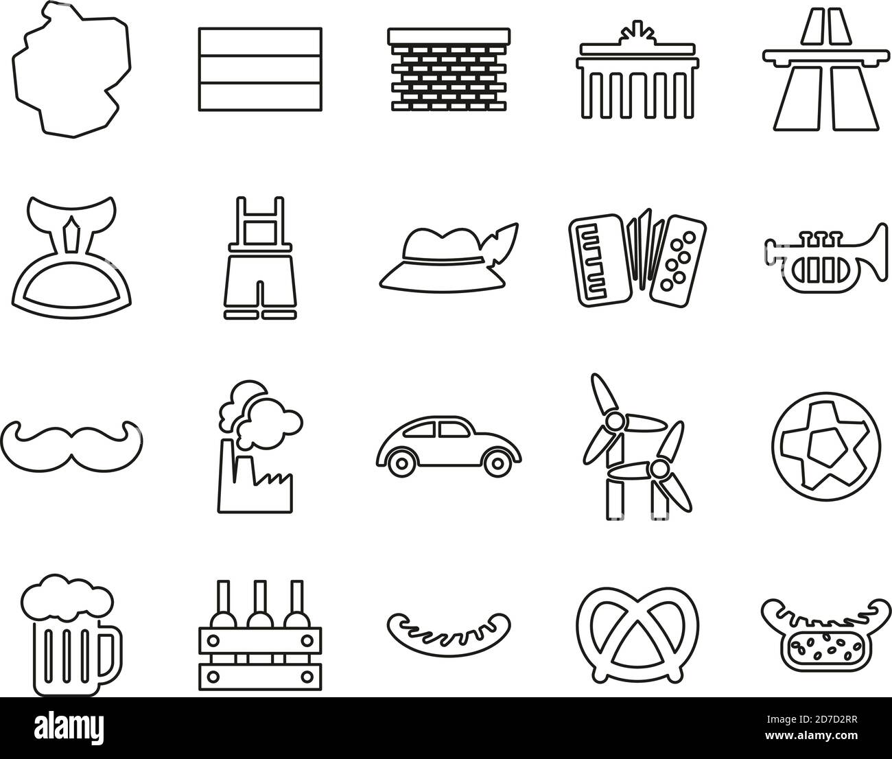 Germany Country & Culture Icons Black & White Thin Line Set Big Stock ...