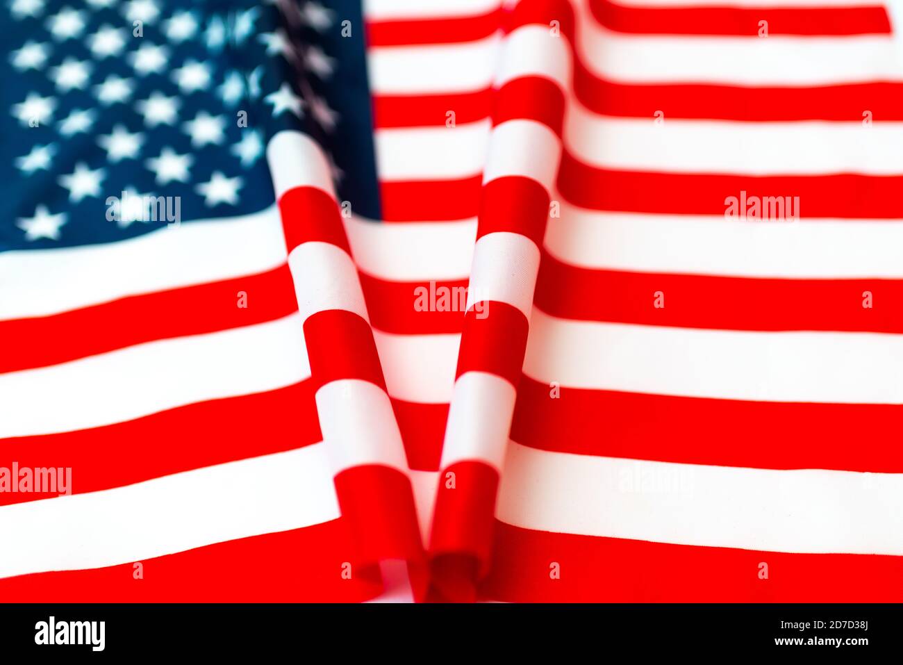 Top view american flag and shape inscription v or victory USA election ...