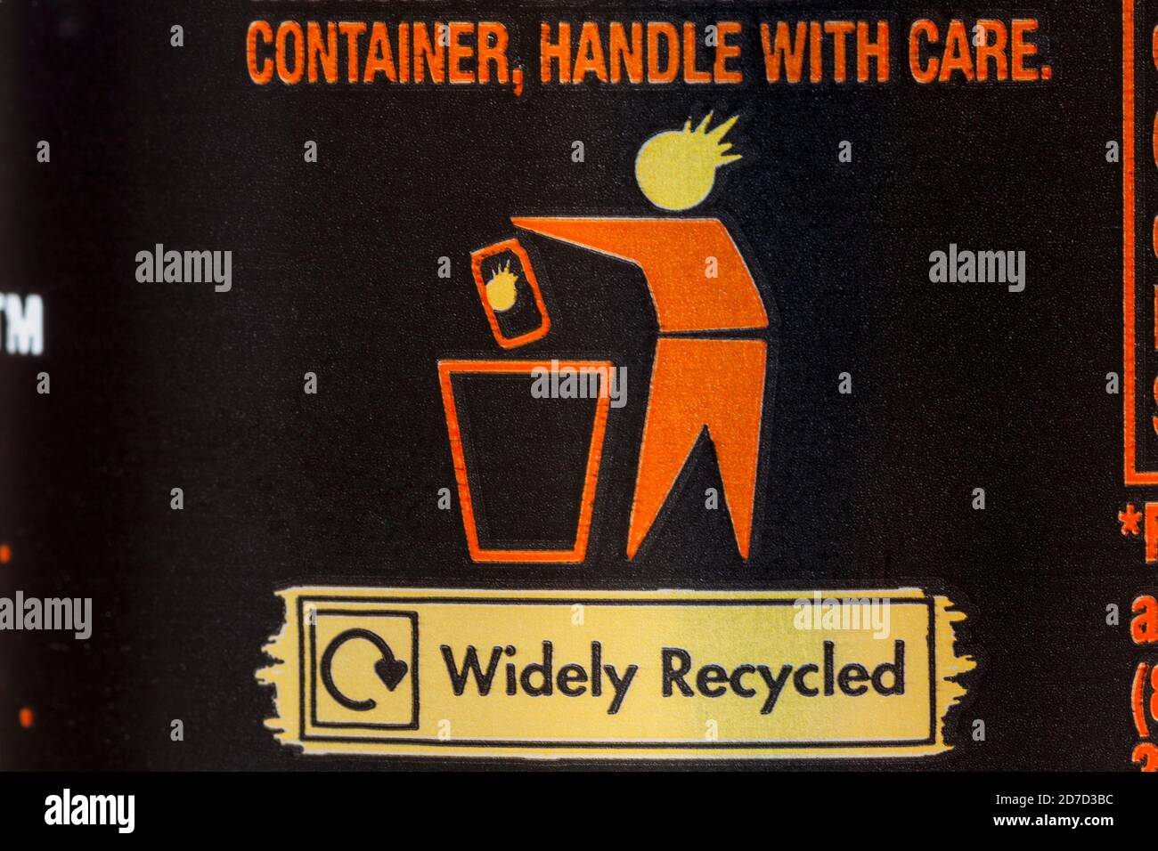 widely recycled logo detail on can of Tango Orange original drink ...