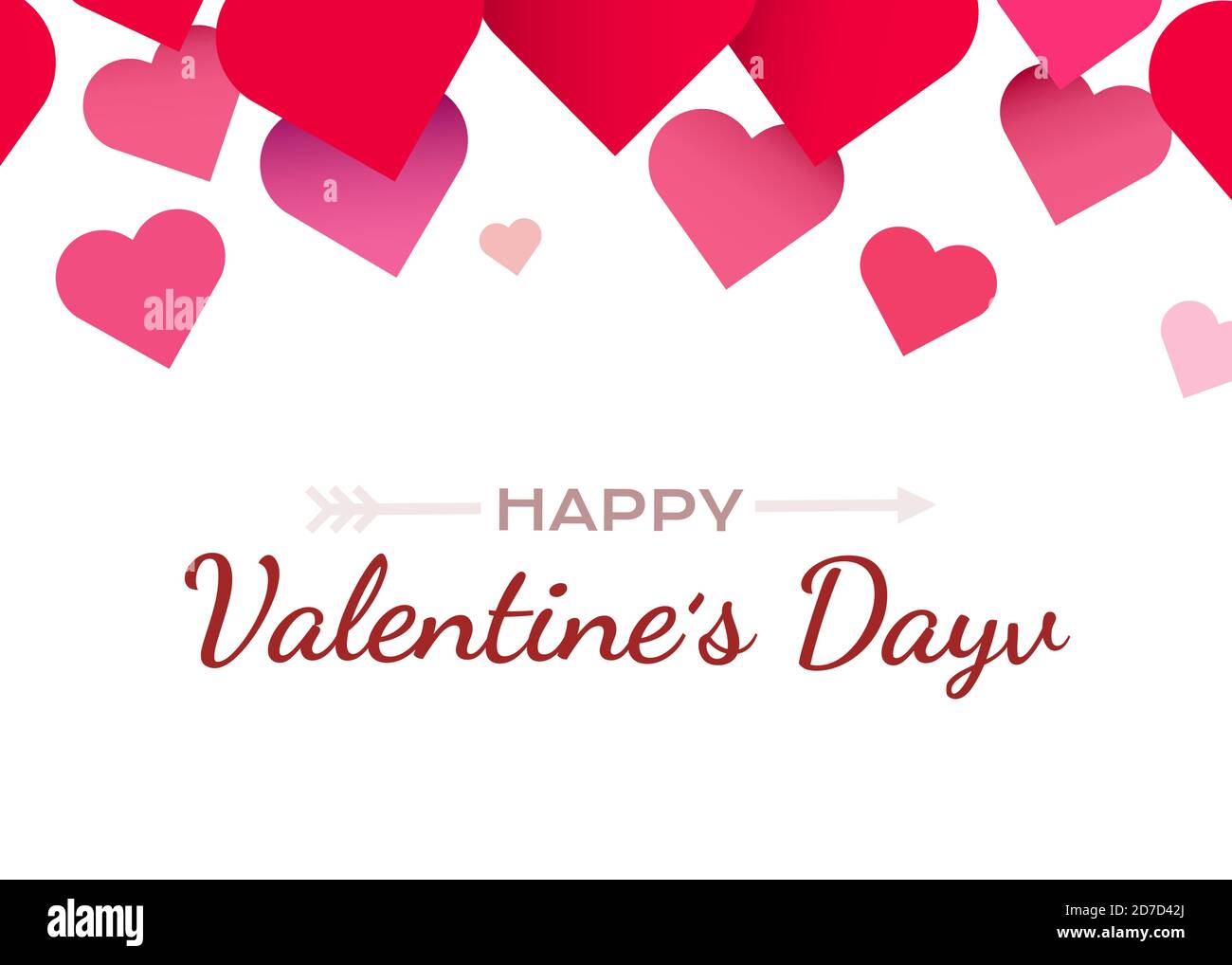 Valentines Day background with red hearts. Cute love banner or greeting ...