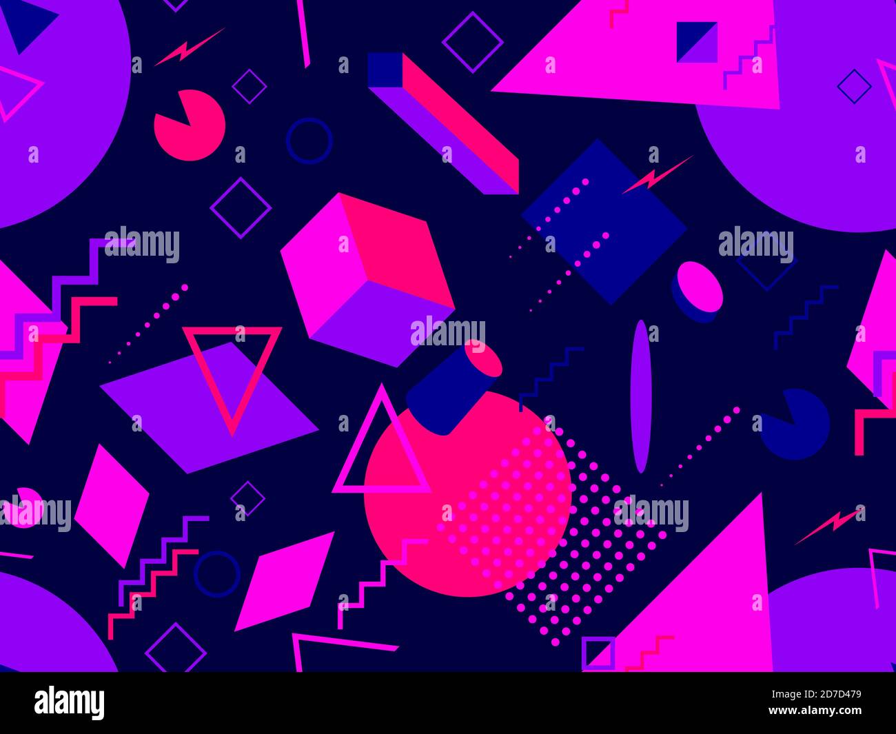 Seamless pattern with geometric shapes in the style of the 80s ...