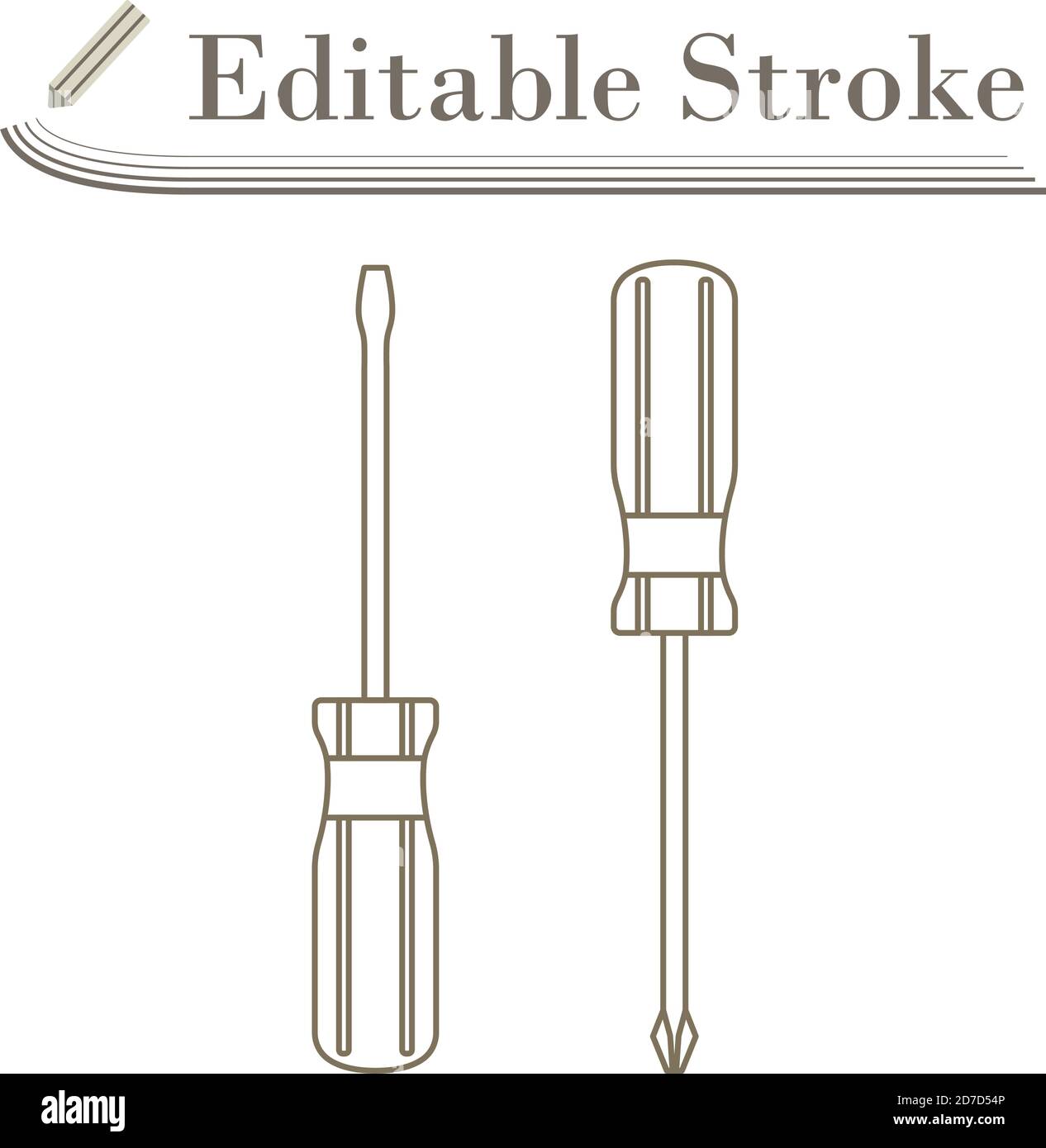 Screwdriver Icon. Editable Stroke Simple Design. Vector Illustration ...