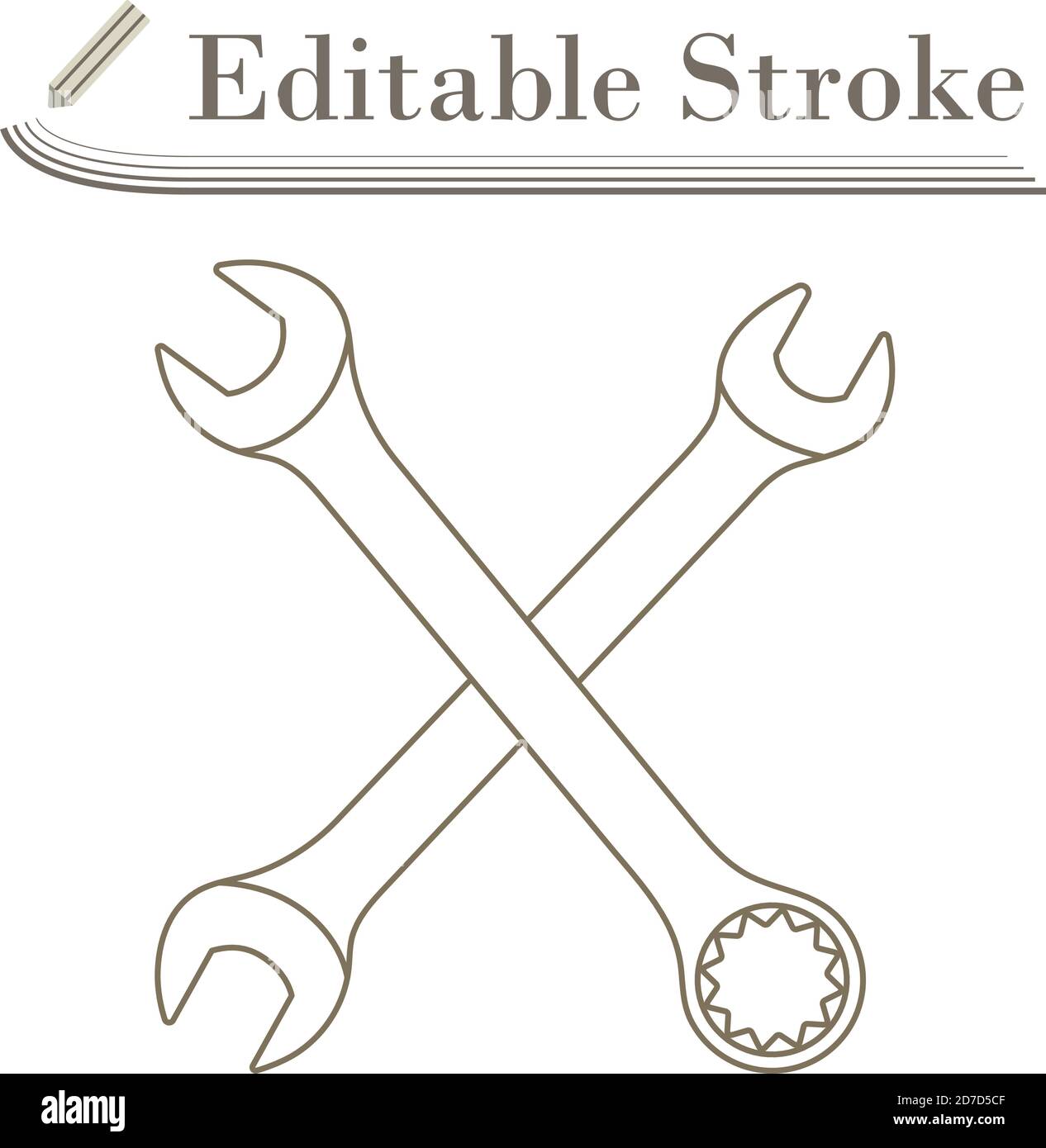 Crossed Wrench Icon. Editable Stroke Simple Design. Vector Illustration ...