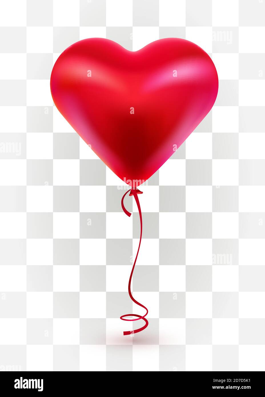 Red Valentines day balloon in form of heart on transparent background ...