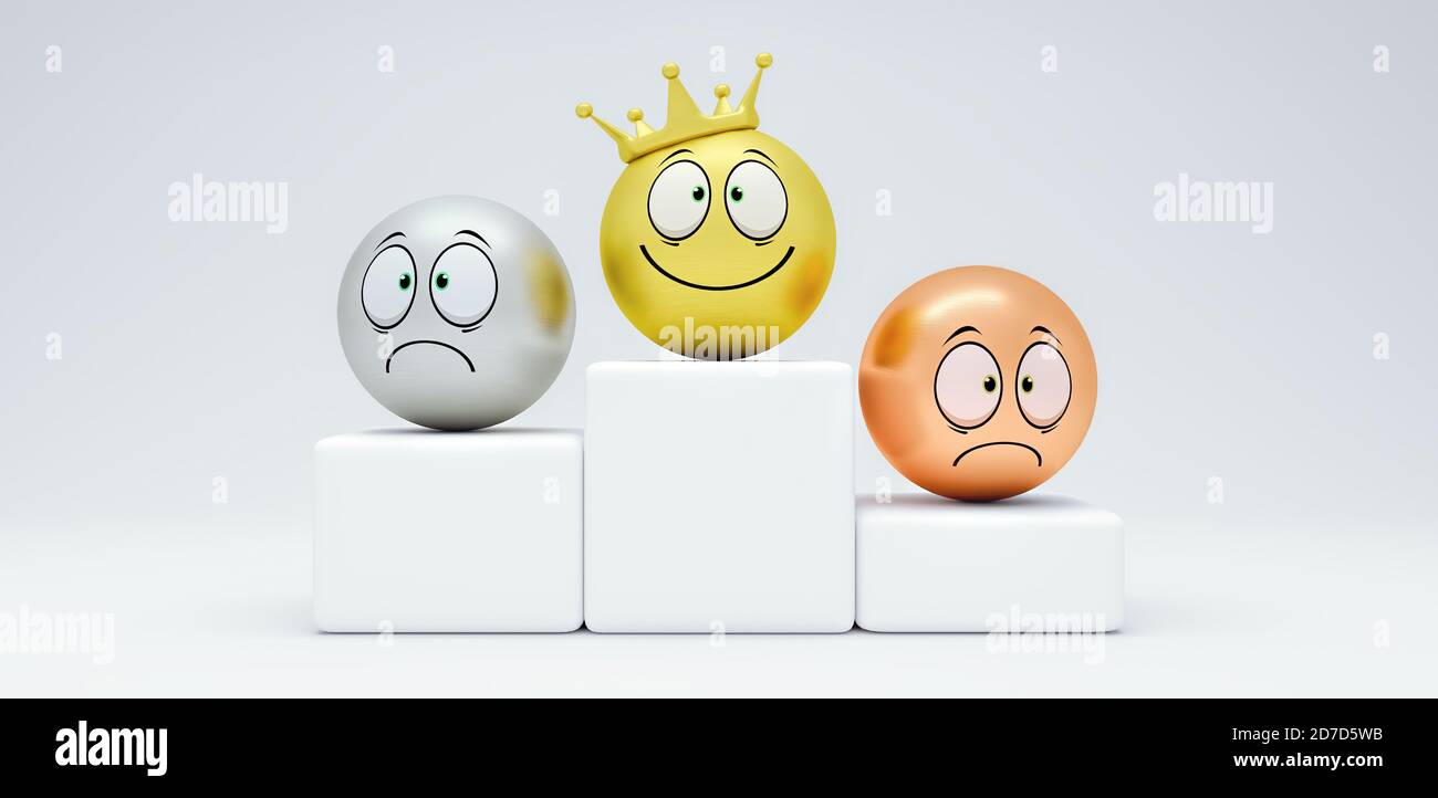 Winners Podium with smiley 3d render 3d illustration Stock Photo - Alamy