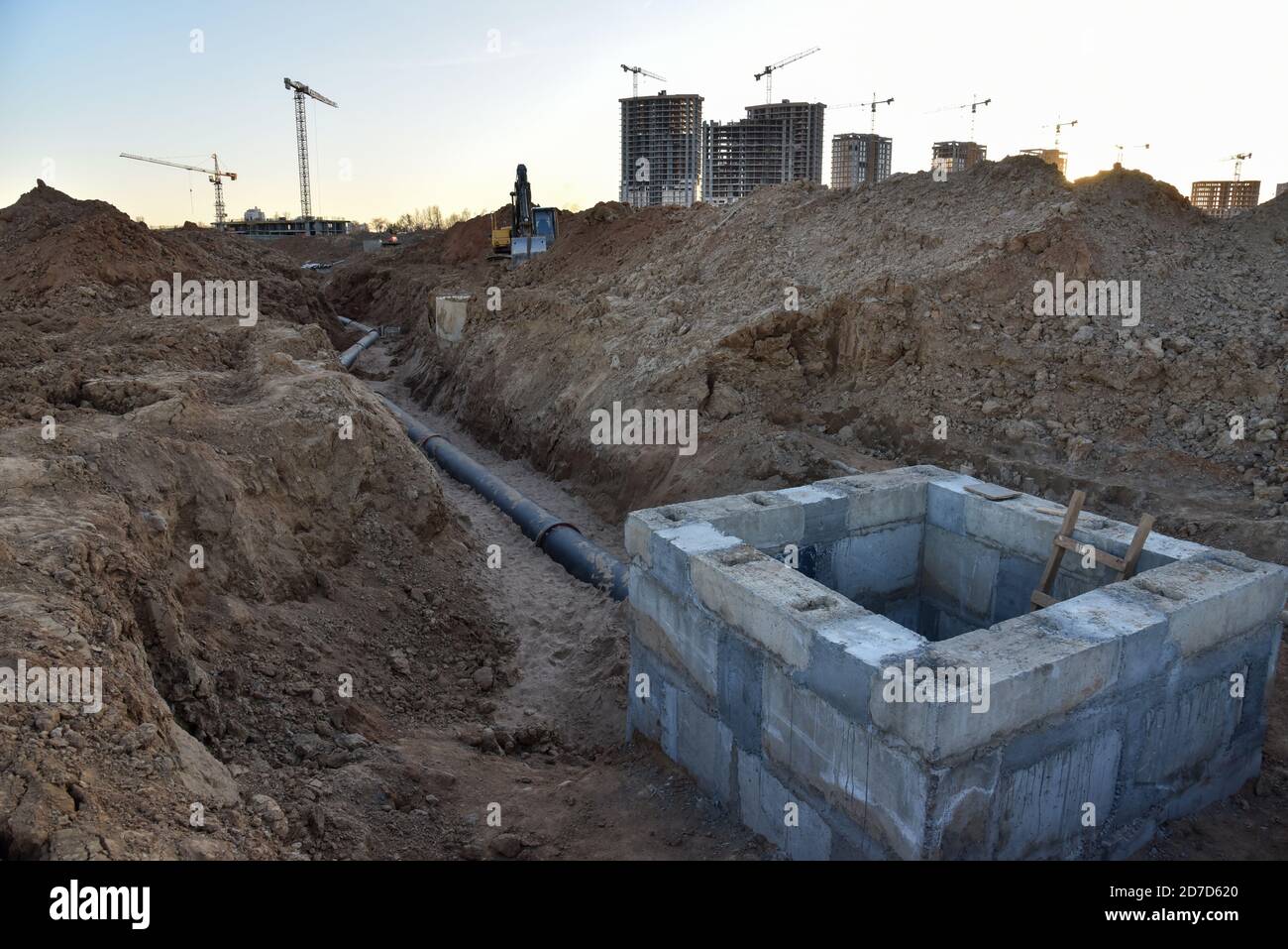 Construction of stormwater pits, sanitary sewer system distribution ...