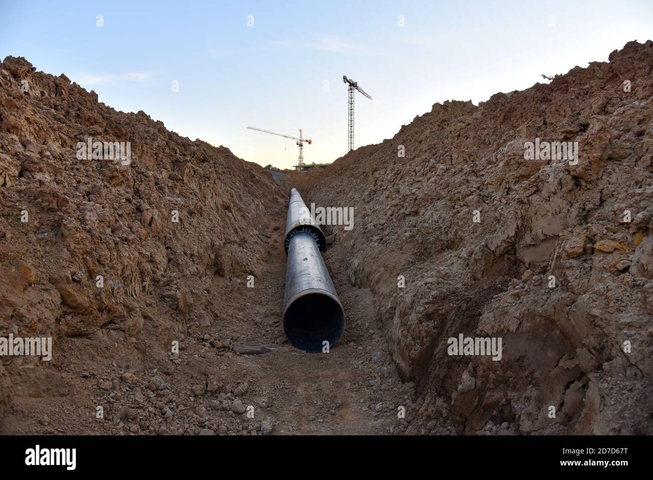Sewer pipes for laying an external sewage system at a construction site ...