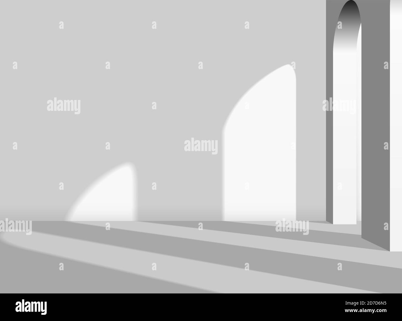 Abstract architectural 3D background with arches and columns in the ...