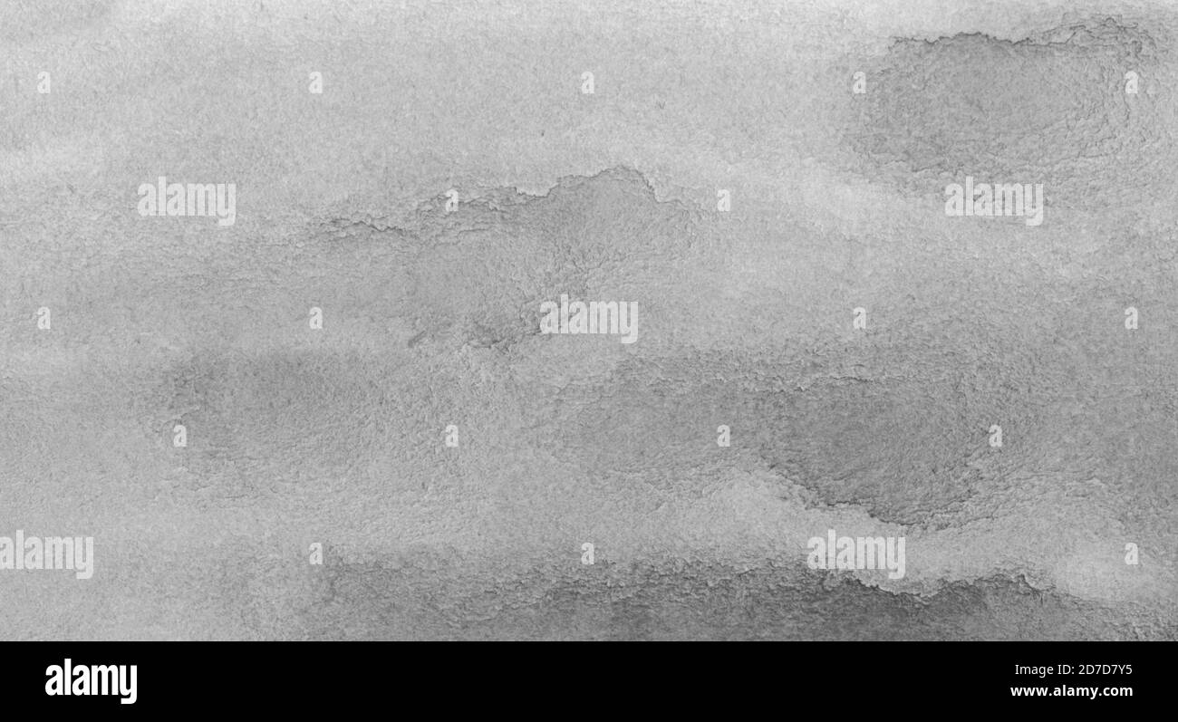 Gray watercolor texture on paper. Strokes, splashes, stains and spots ...