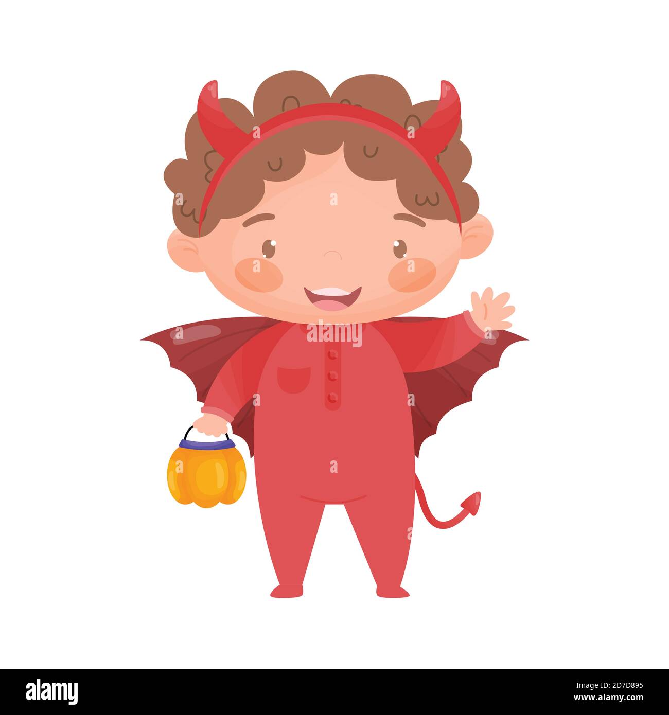 Cute kid in Halloween devil costume. Vector illustration Stock Vector ...