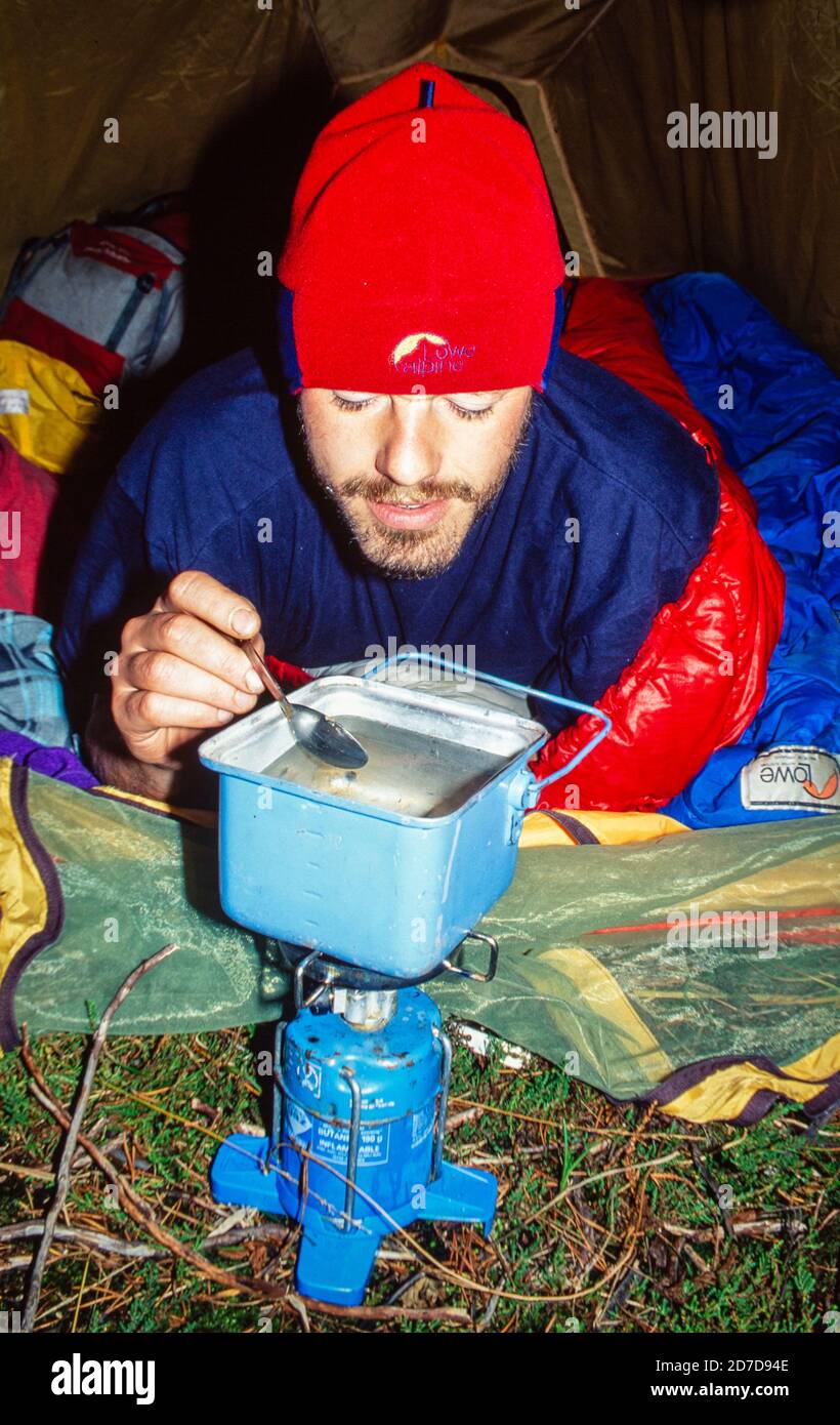 Man sleeping in a tent hi-res stock photography and images - Alamy