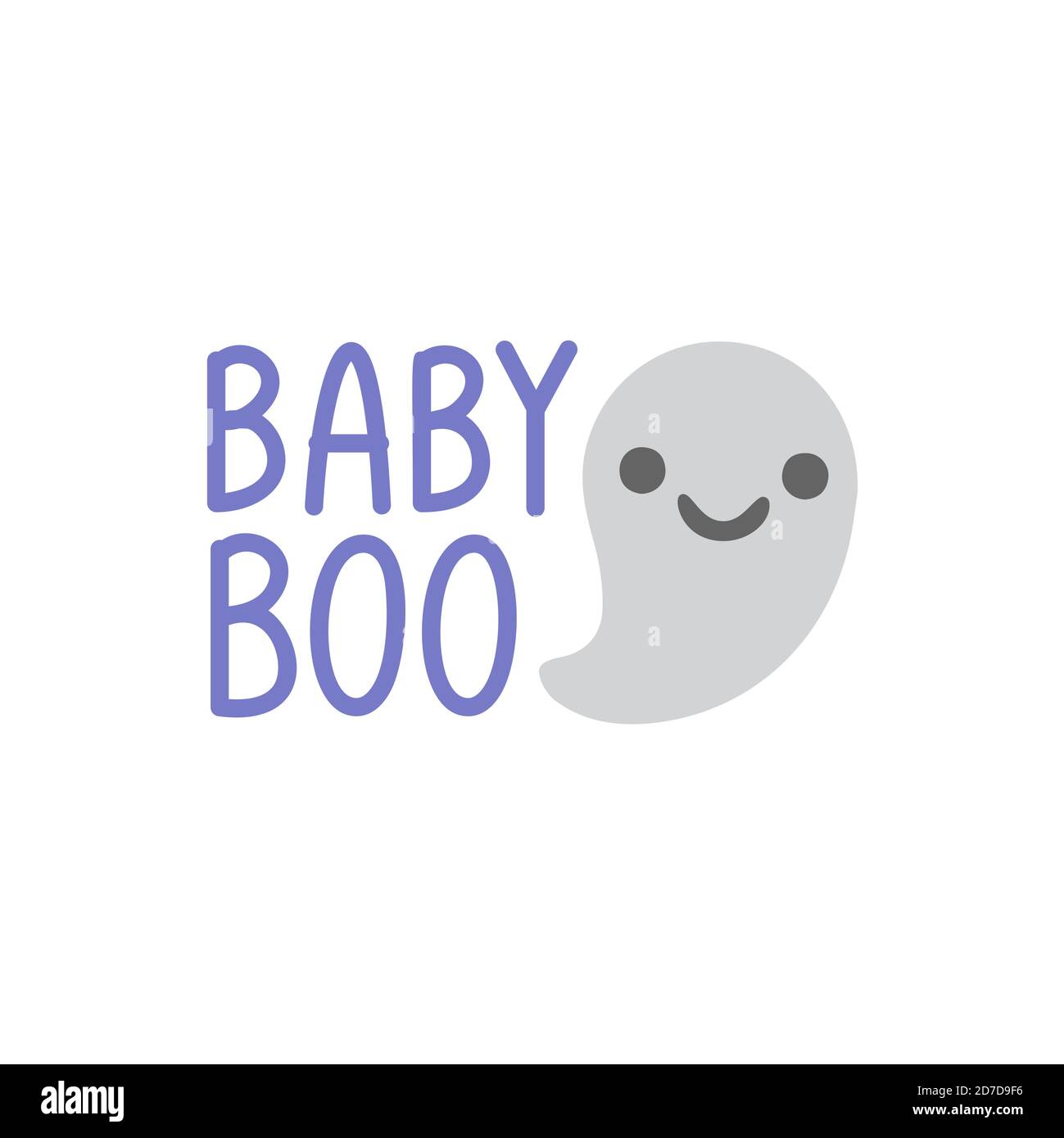 Hand drawn vector illustration of a kawaii funny ghosts, with text ...