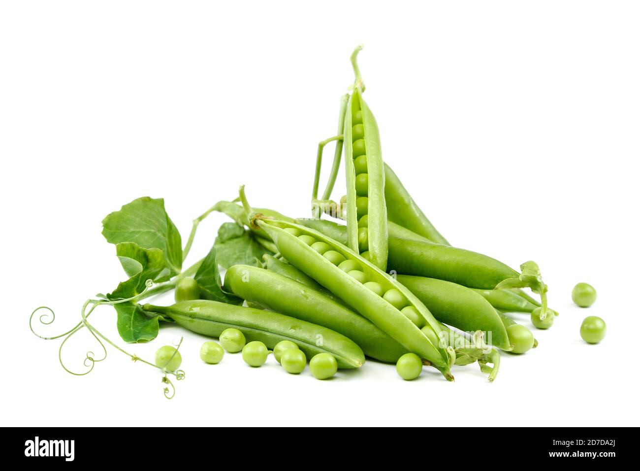 Fruits of green peas isolated on white background Stock Photo - Alamy