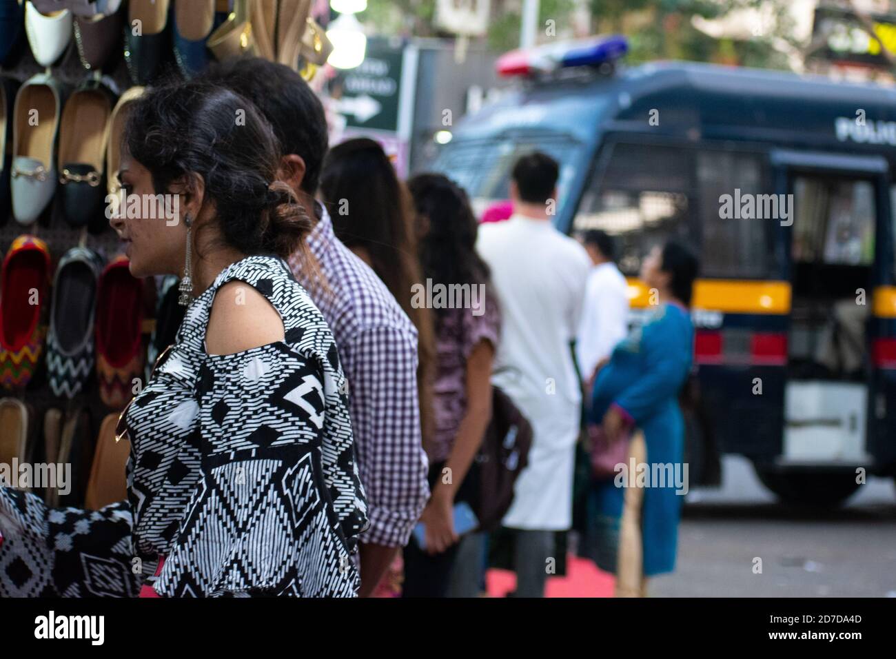 Mumbai, India - March 22, 2019: Locals busy in street shopping at ...