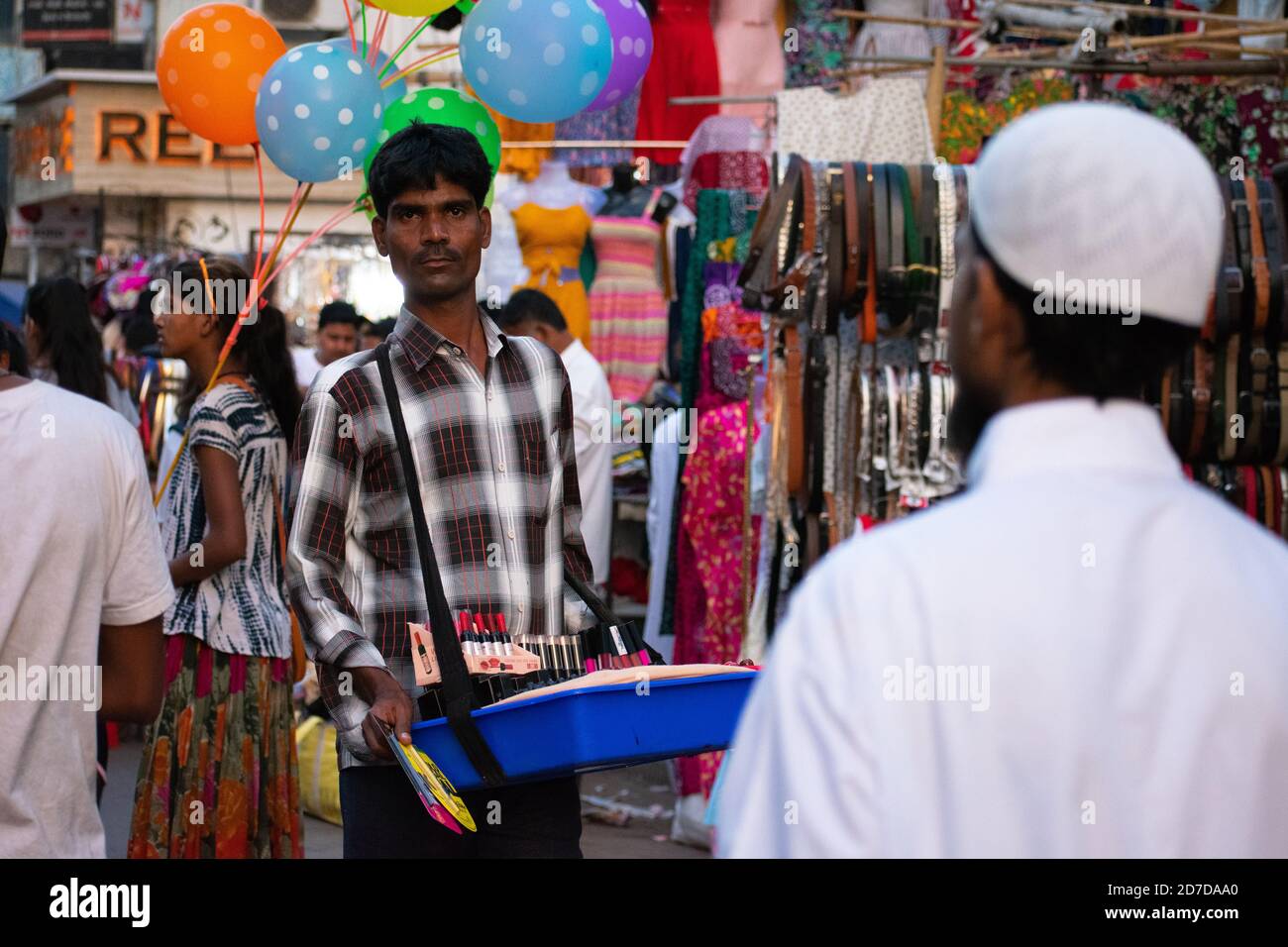 Mumbai, India - March 22, 2019: Locals busy in street shopping at ...