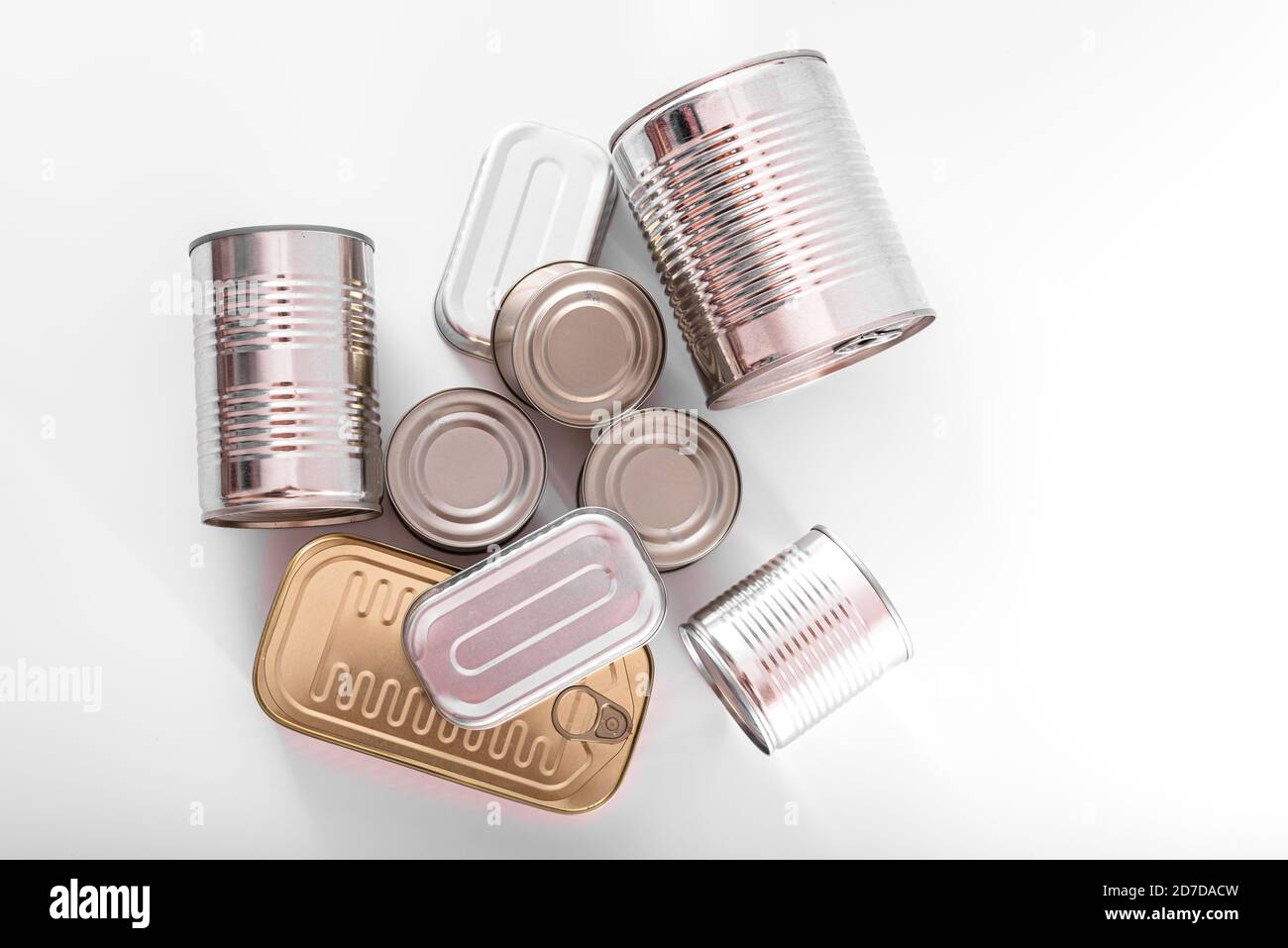 Aluminum cans of various types isolated on white background Stock Photo ...