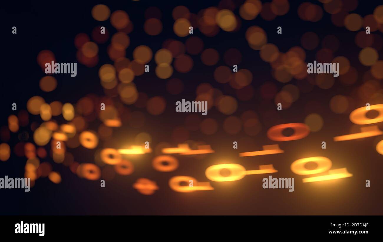 glowing binary code numbers flying front of screen. suitable for ...